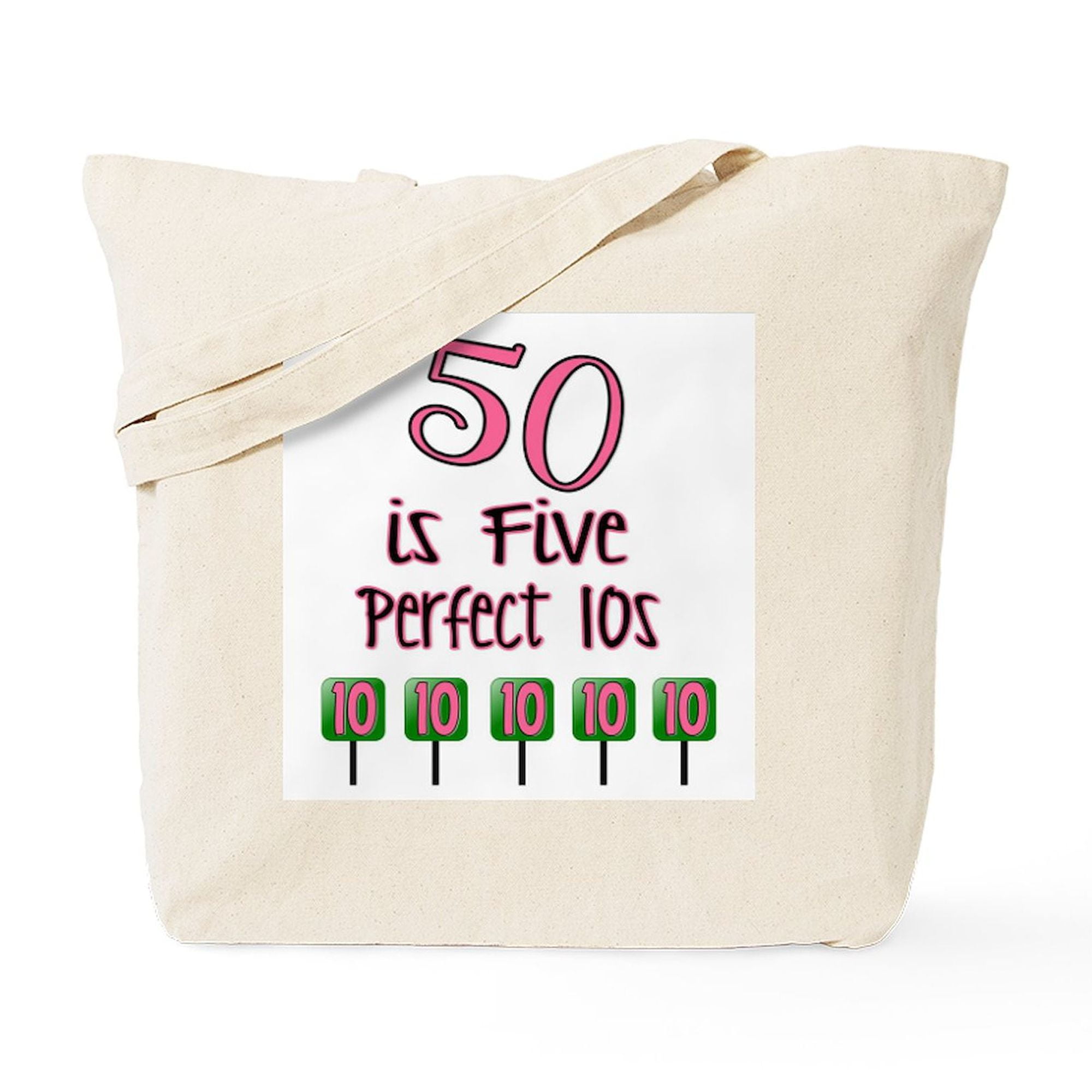 CafePress - 50 Is Five Perfect TENS Tote Bag - Unisex Canvas Tote Bag ...