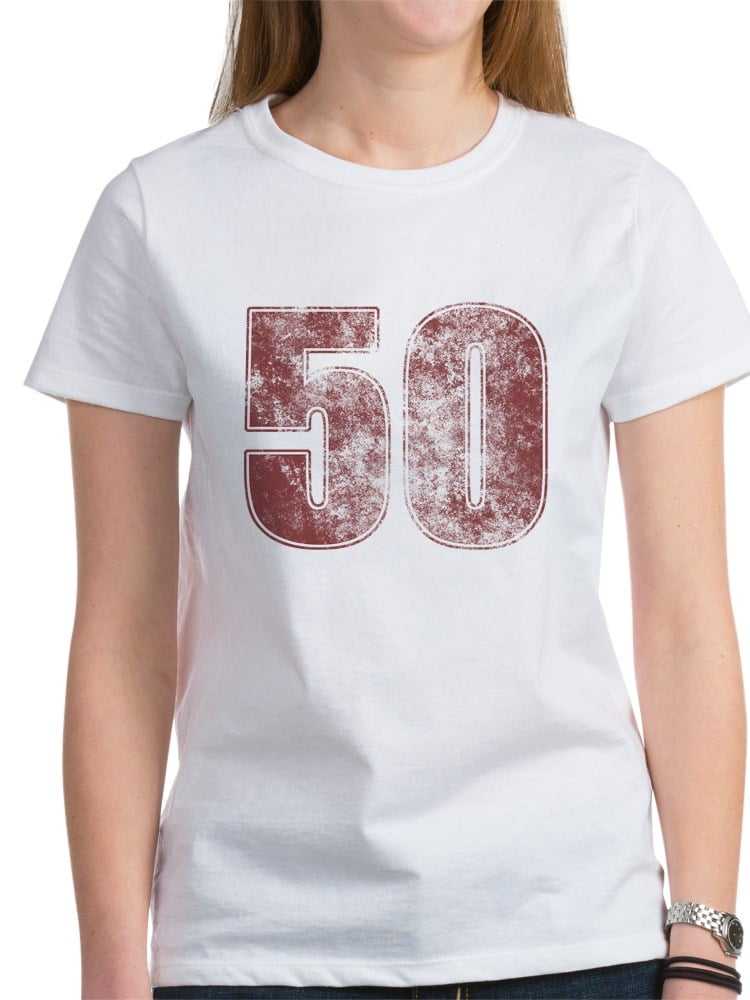 Cafepress 50th Birthday Red Grunge Womens T Shirt Womens Classic