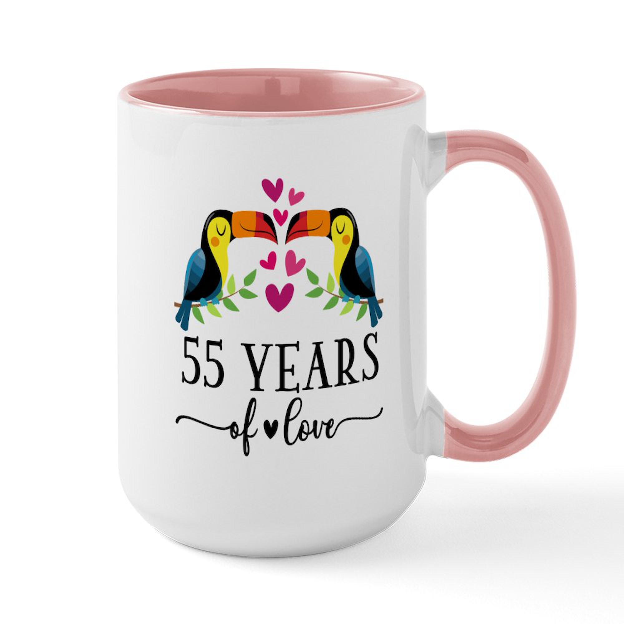 CafePress - 55Th Anniversary Birds 15 Oz Ceramic Large Mug - 15 oz ...