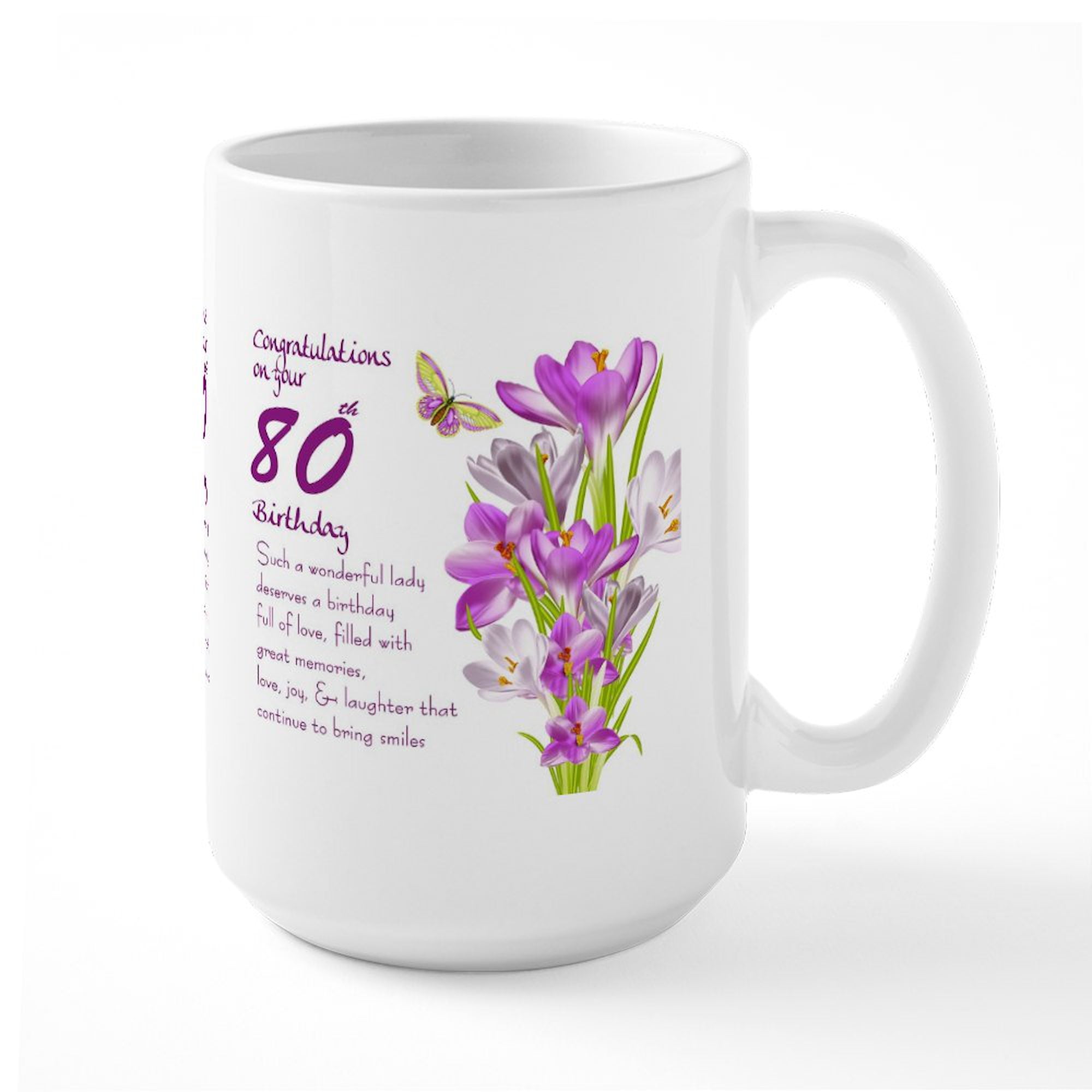 CafePress - 80Th Birthday Crocus Gift Mug Mugs - 15 oz Ceramic Large ...