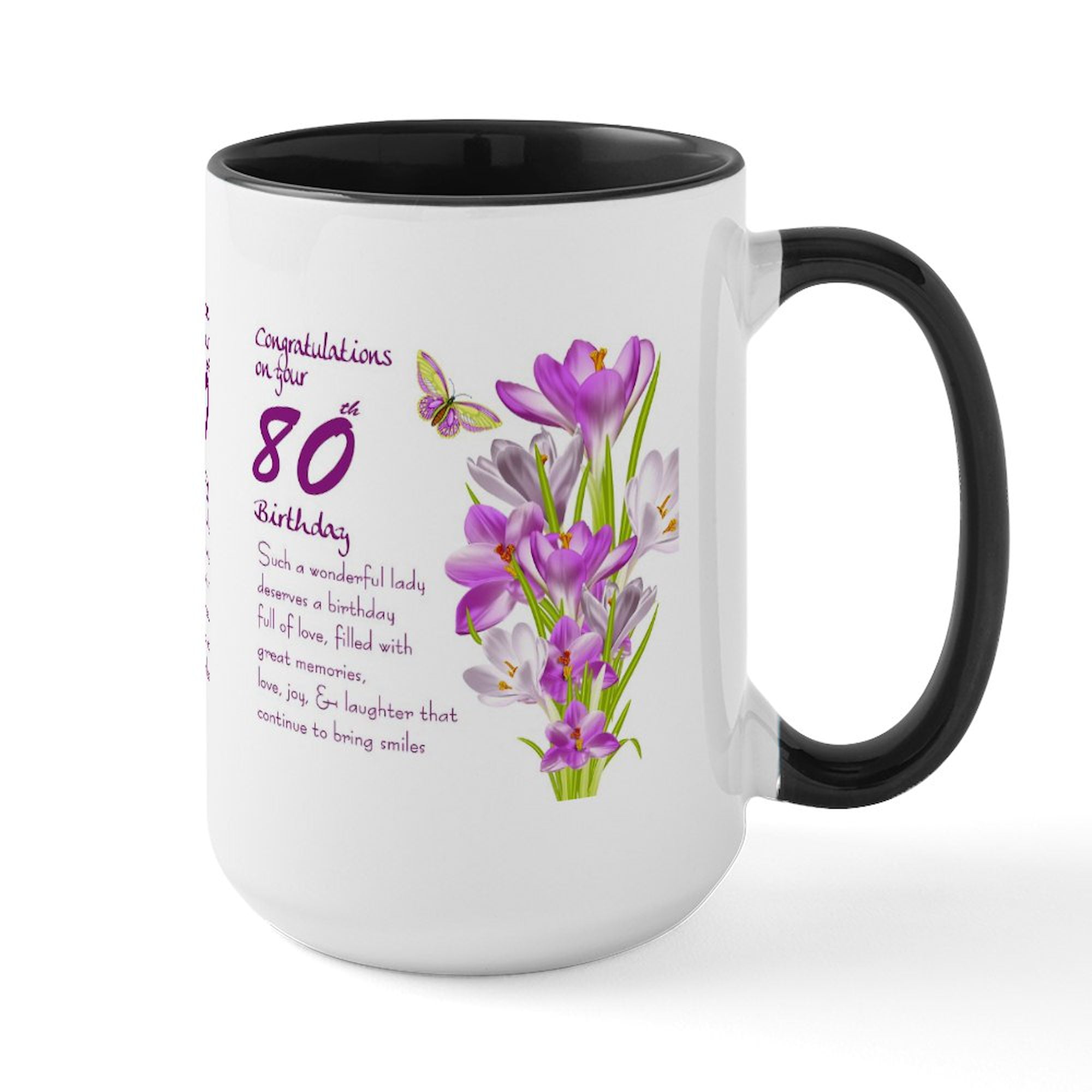 CafePress - 80Th Birthday Crocus Gift Mug Mugs - 15 oz Ceramic Large ...