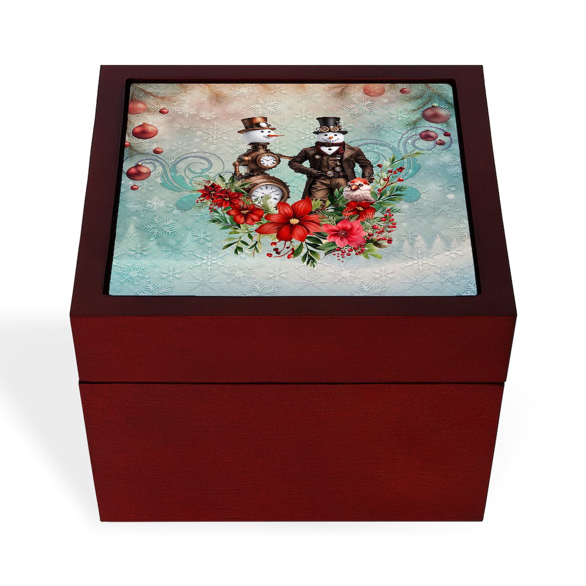 CafePress - A Steampunk Snowman - Keepsake Box, Finished Hardwood ...