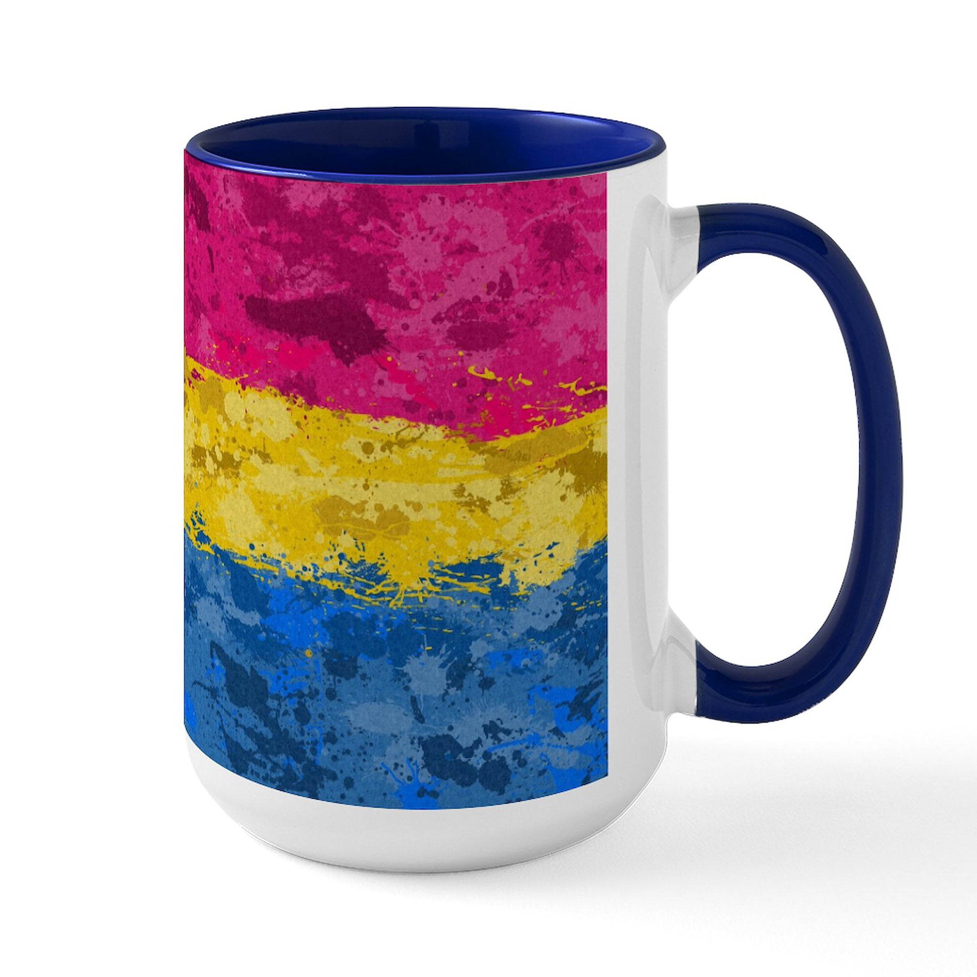 CafePress - Abstract Paint Splatter Pansexual Pride Flag Mugs - 15 oz ...