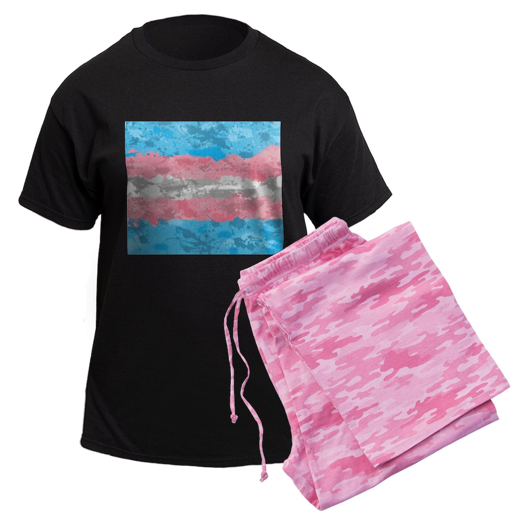 CafePress - Abstract Paint Splatter Transgender Pride Flag Pajamas ...