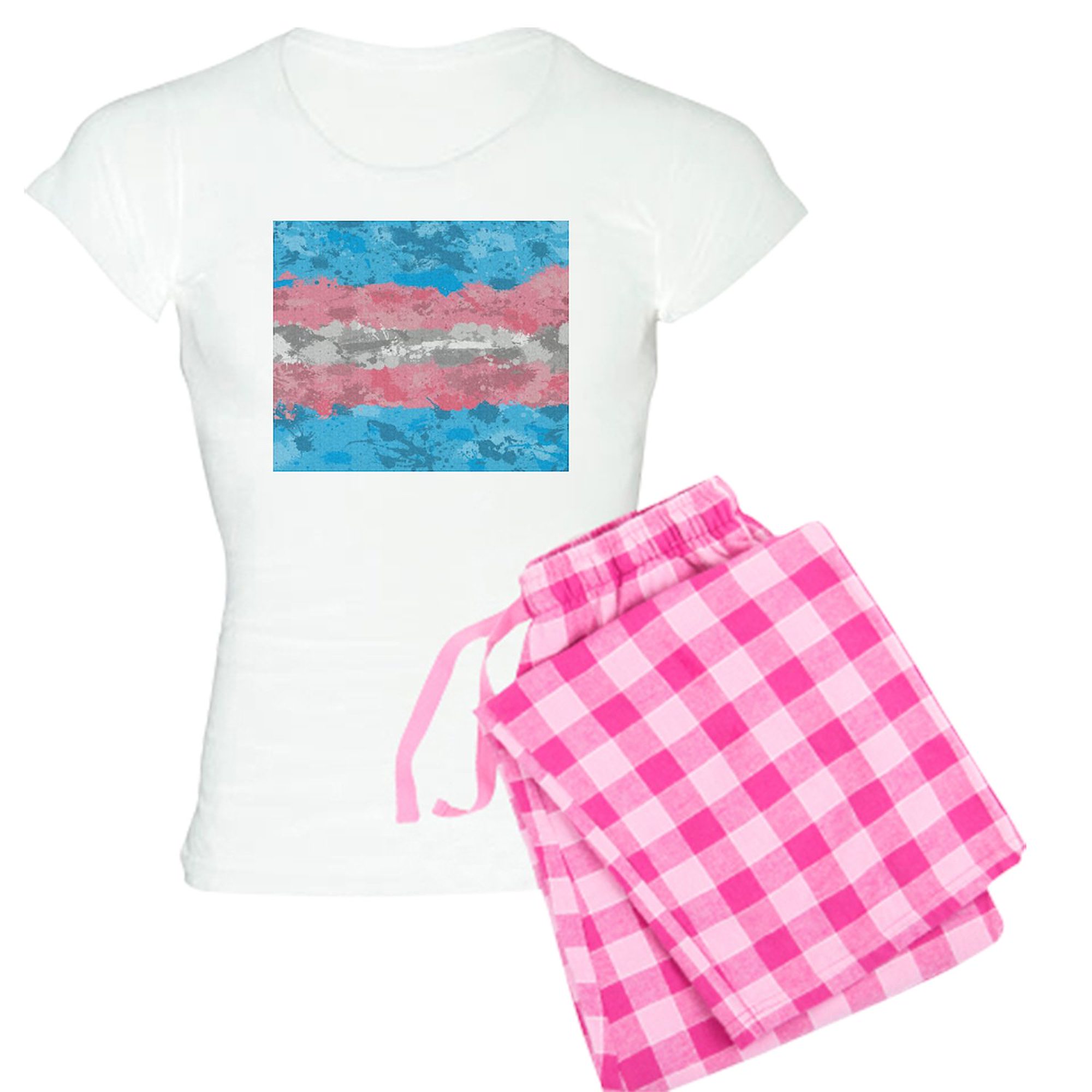 CafePress - Abstract Paint Splatter Transgender Pride Flag Pajamas ...
