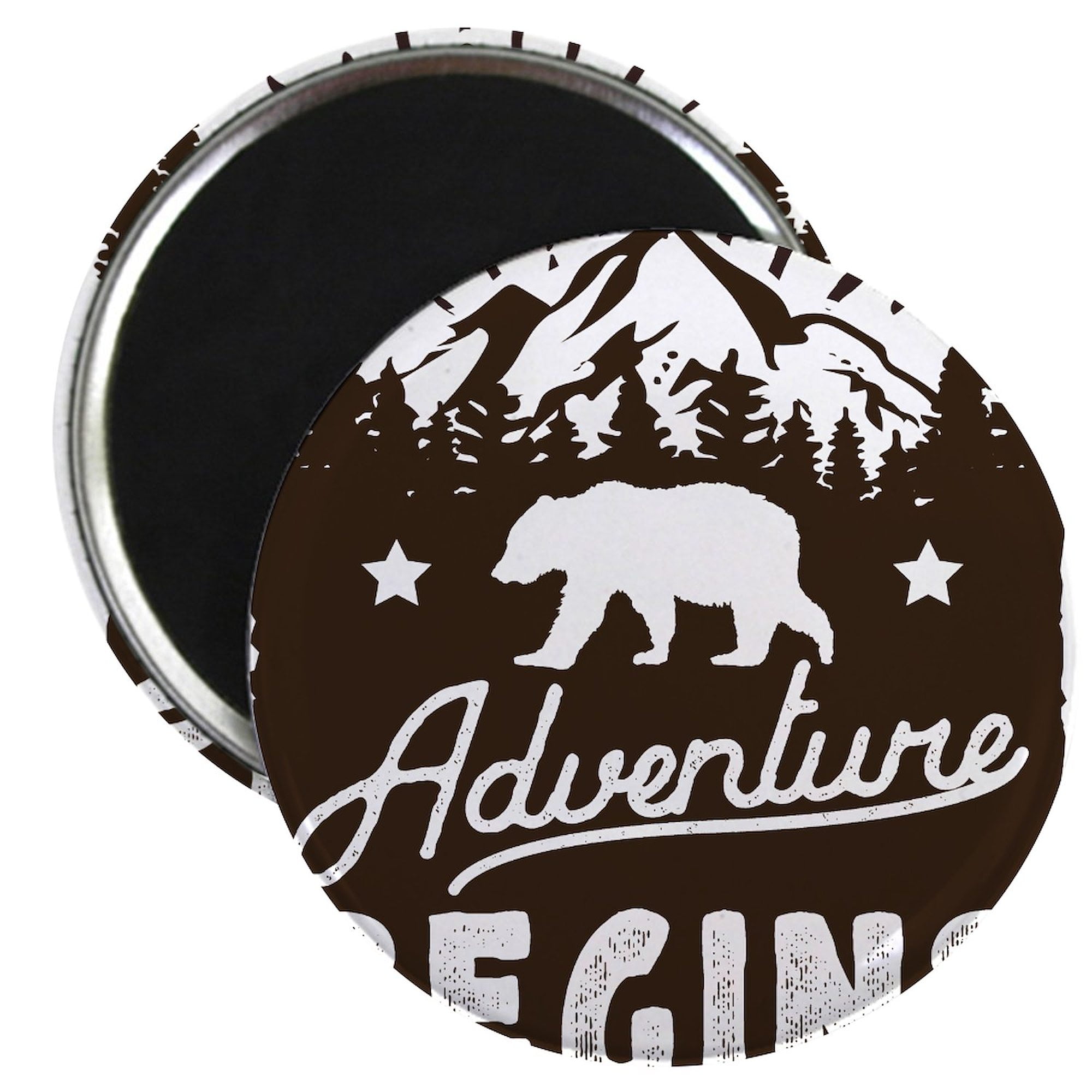 CafePress - Adventure Begins Bear Mountains Magnets - 2.25" Round ...