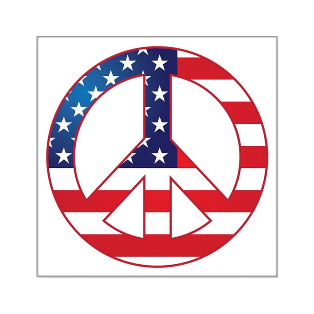 CafePress - American Flag Peace Sign Square Sticker 3 X 3 - Square ...