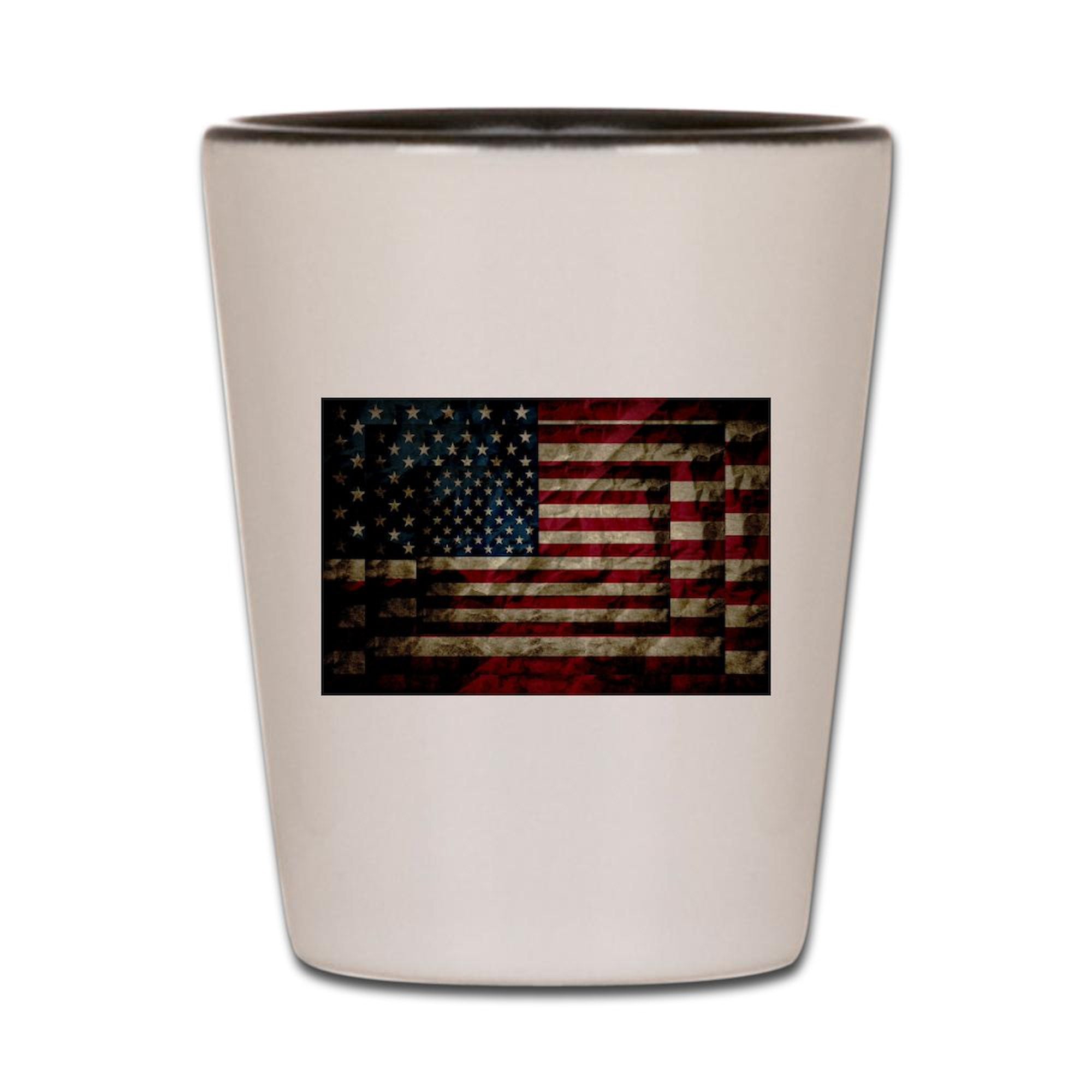 CafePress - American Leather Flag - White/Black Shot Glass, Unique and ...