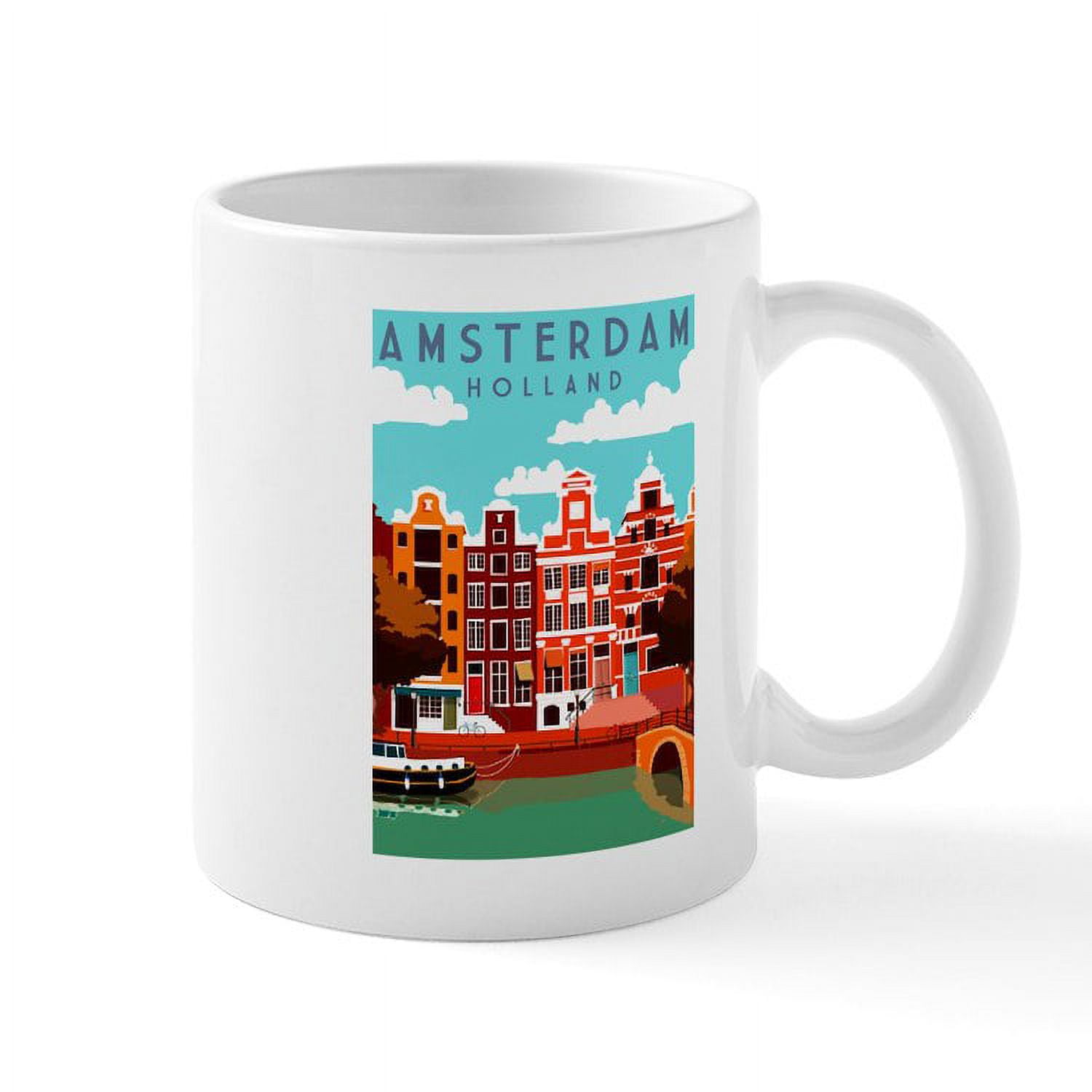CafePress - Amsterdam Holland Travel Mugs - 11 oz Ceramic Mug - Novelty ...