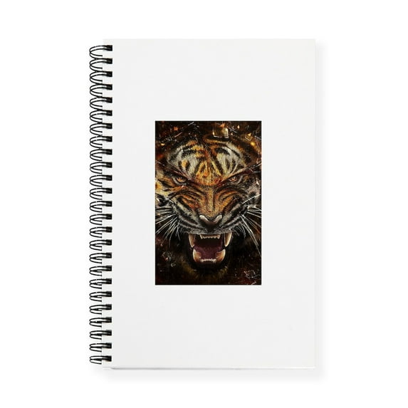 CafePress - Angry Tiger Breaking Through Glass Journal - Spiral Bound ...