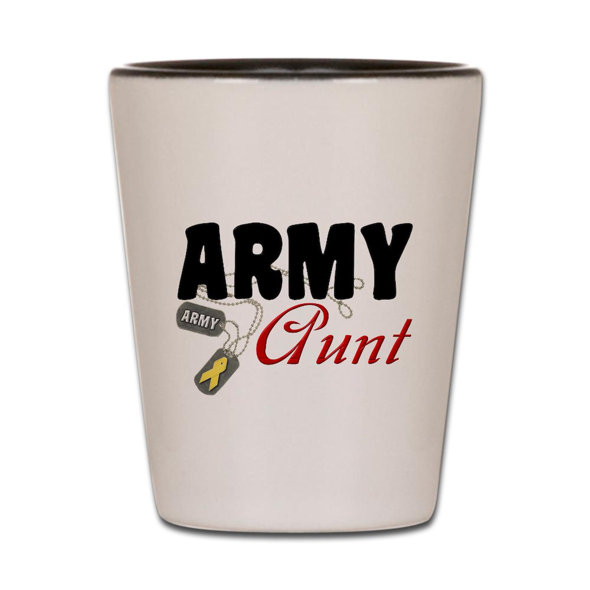 CafePress - Army Aunt Dog Tags - White/Black Shot Glass, Unique and ...