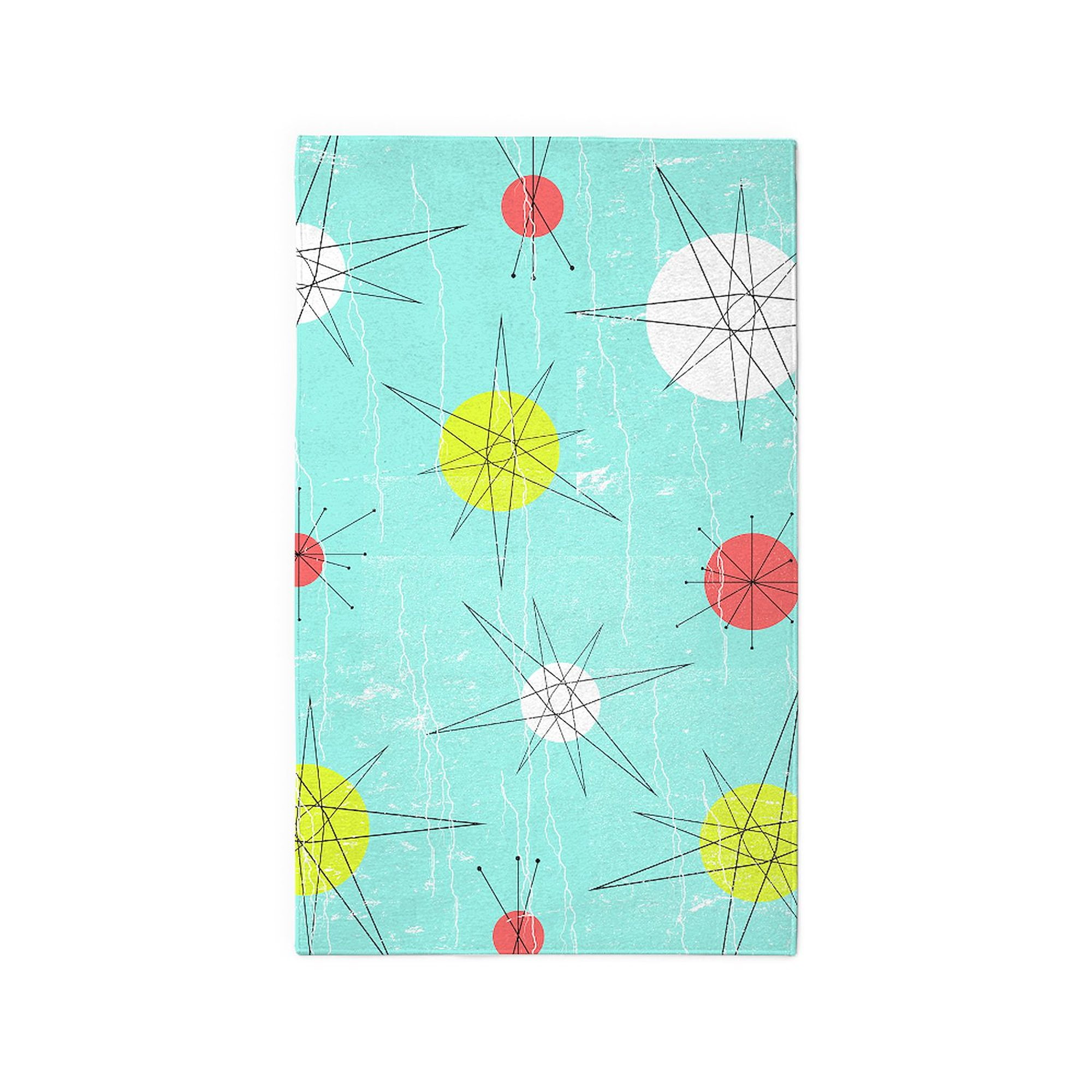 CafePress - Atomic Era Art Area Rug - 3'x5' Decorative Area Rug, Fabric ...