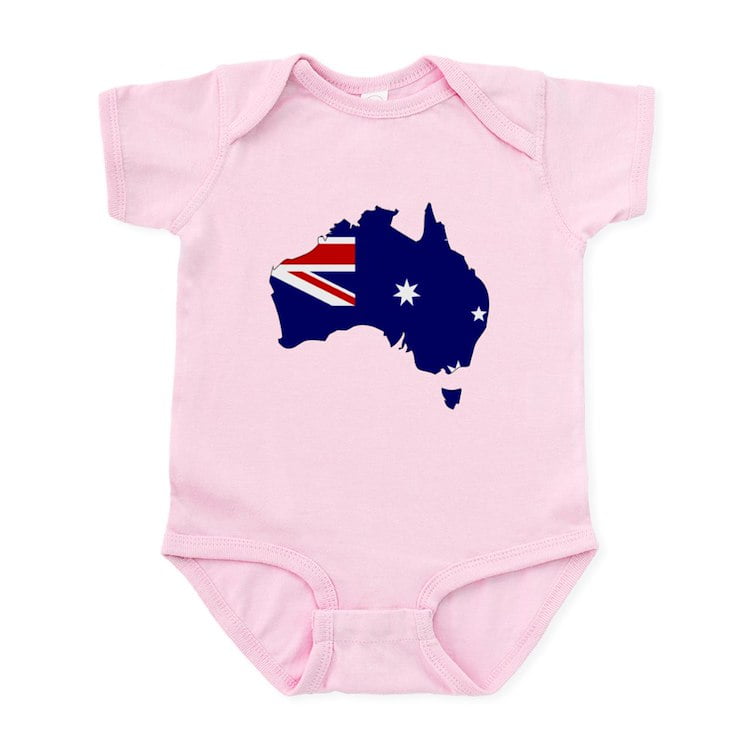 CafePress - Australia Flag Map Infant Bodysuit - Baby Light Bodysuit ...