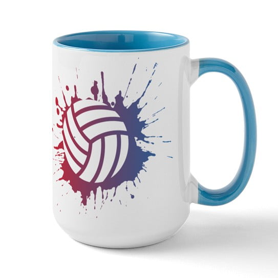 CafePress - Awesome Volleyball Design With A SPLASH - 15 oz Ceramic ...