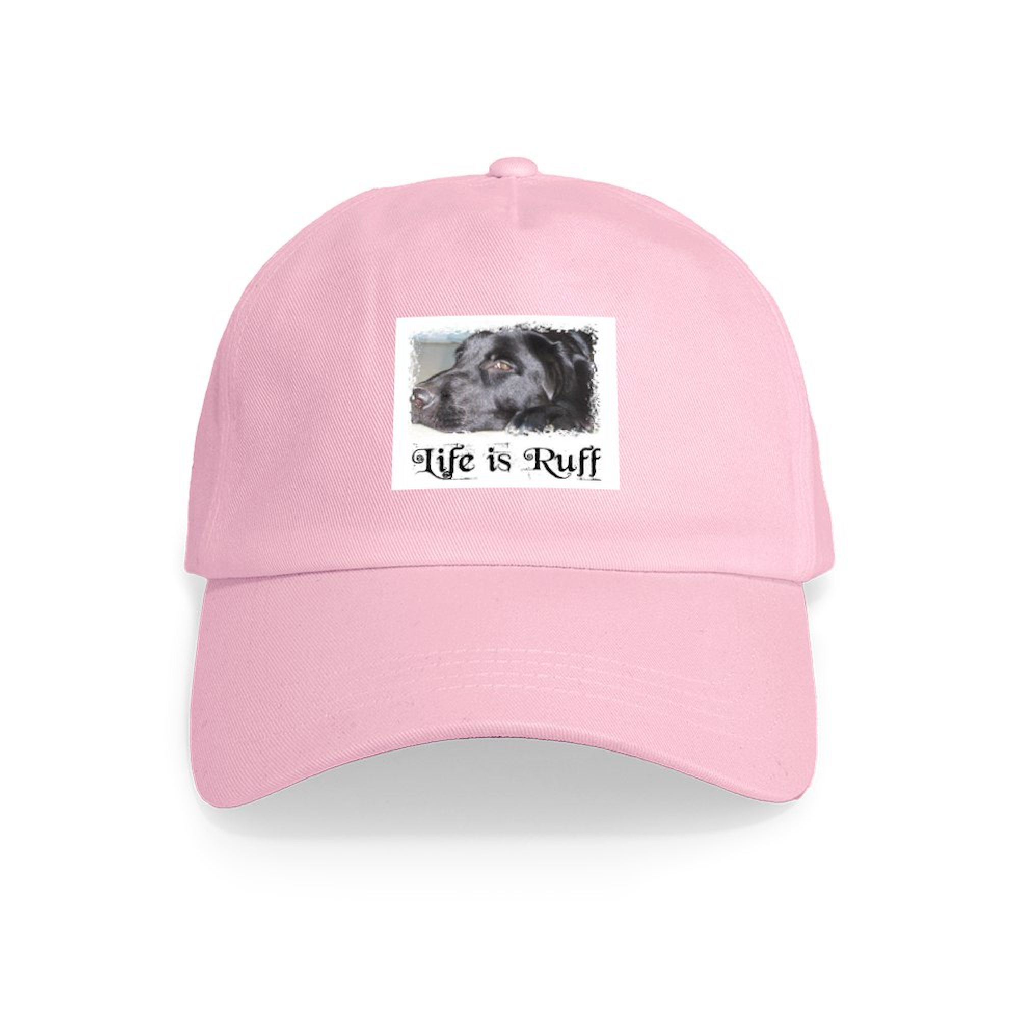 CafePress - BLACK LAB LIFE IS RUFF Cap - Adjustable 100% Brushed Unisex ...