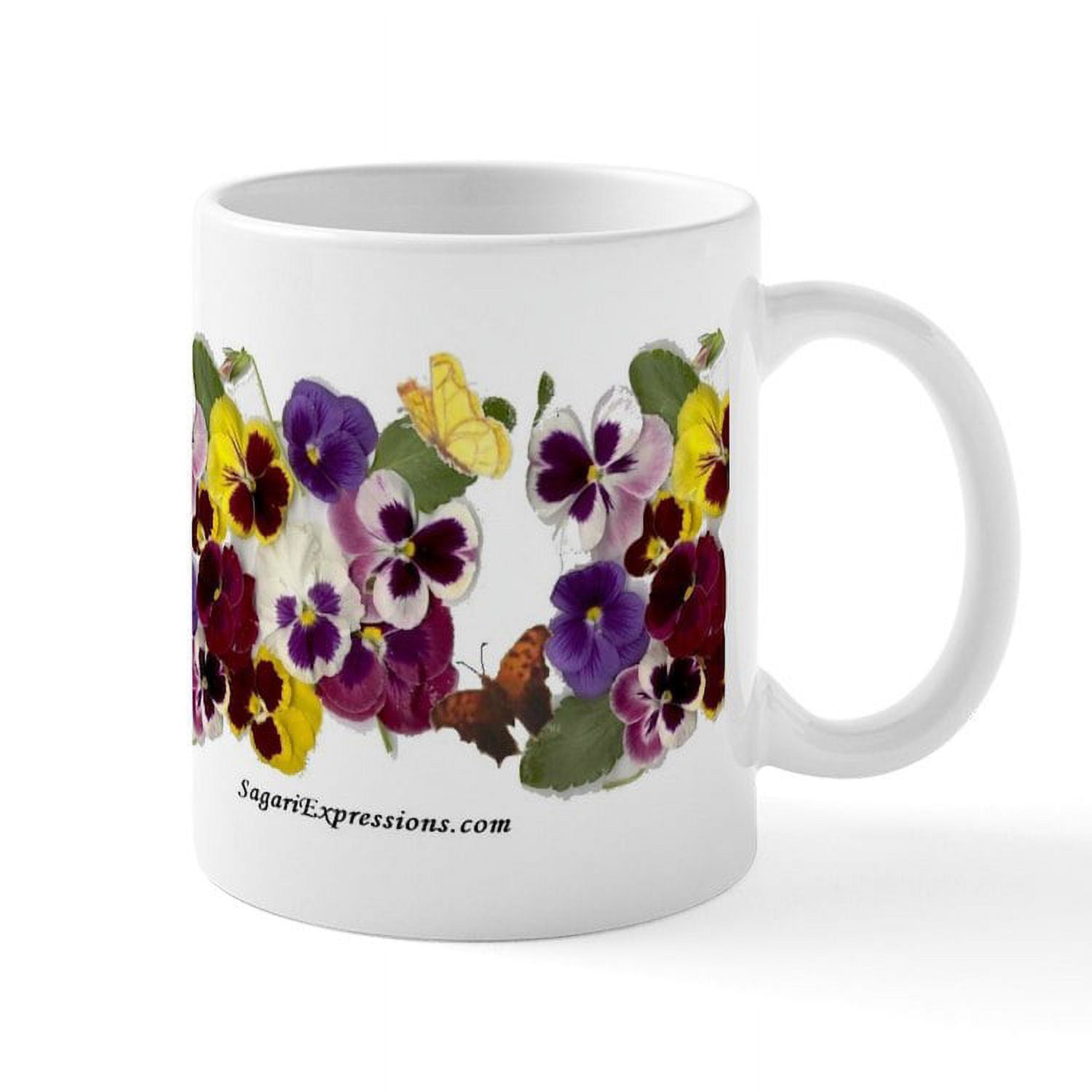 CafePress - Beautiful, Lovely, Pansies On A Mug - 11 oz Ceramic Mug ...