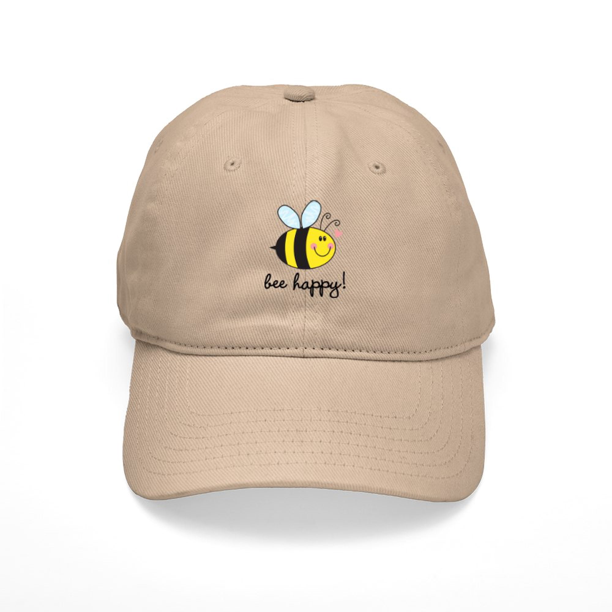 CafePress - Bee Happy Cap - Adjustable 100% Brushed Unisex Cotton ...