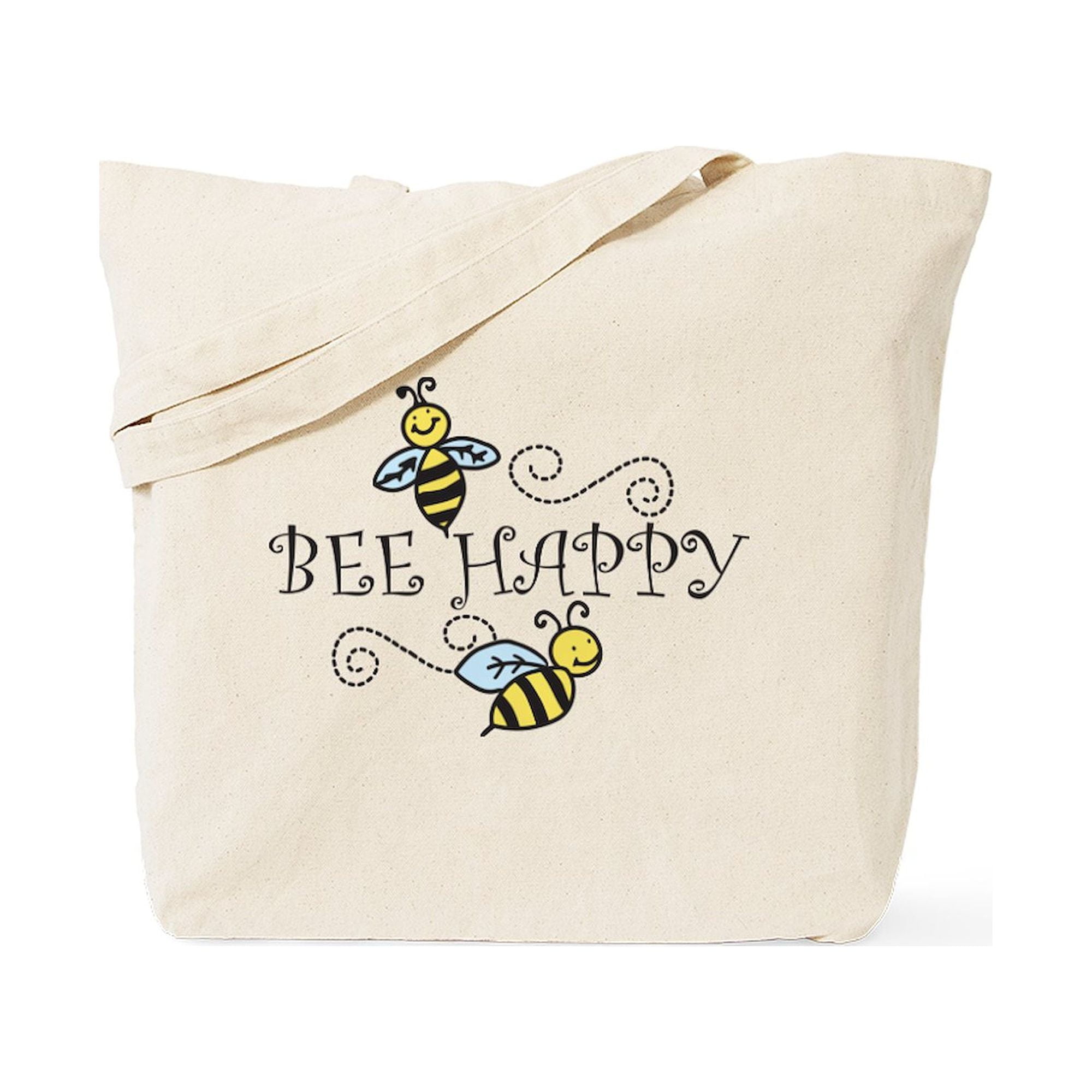 CafePress - Bee Happy Tote Bag - Unisex Canvas Tote Bag, Beige, 1-Piece ...