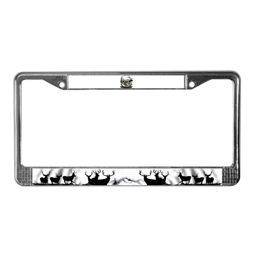 CafePress - Big Game Elk And Deer License Plate Frame - Chrome License ...