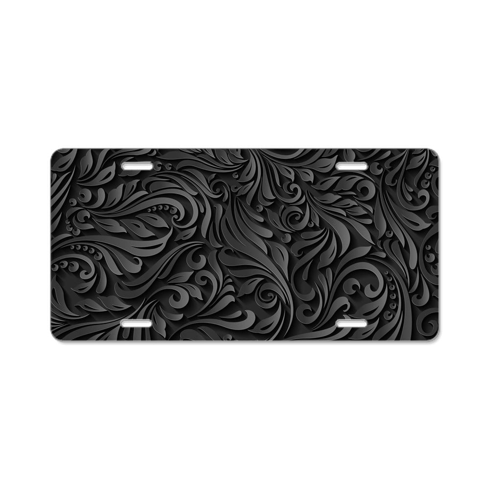 CafePress - Black Flourish - Aluminum License Plate, Front License ...