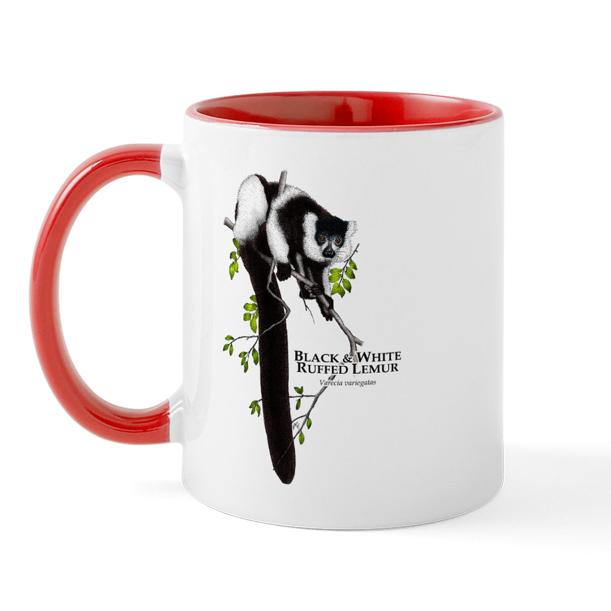 CafePress - Black & White Ruffed Lemur Mug - 11 oz Ceramic Mug ...