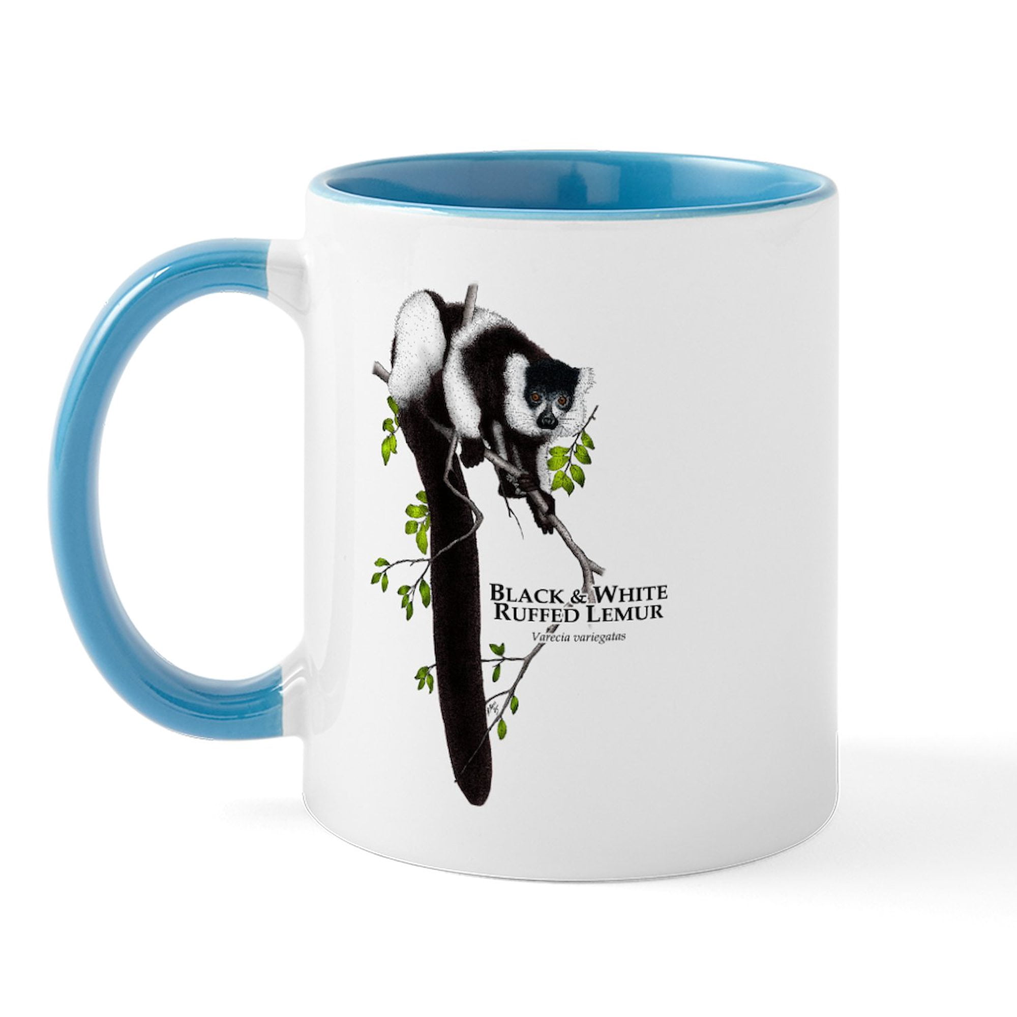 CafePress - Black & White Ruffed Lemur Mug - 11 oz Ceramic Mug ...