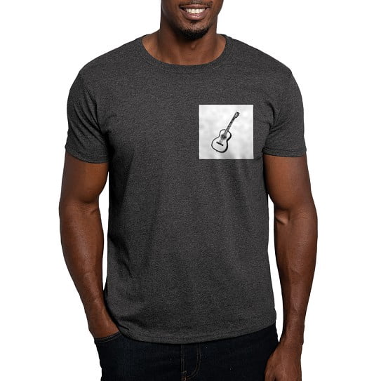 CafePress - Black Woodcut Guitar Ash Grey T Shirt - Men's Classic ...