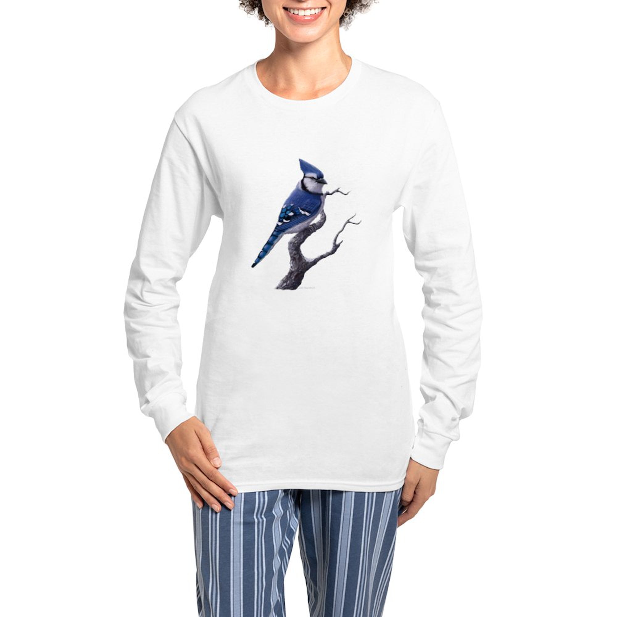 CafePress - Blue Jay Bird - Women's Long Sleeve Relaxed Fit Cotton ...