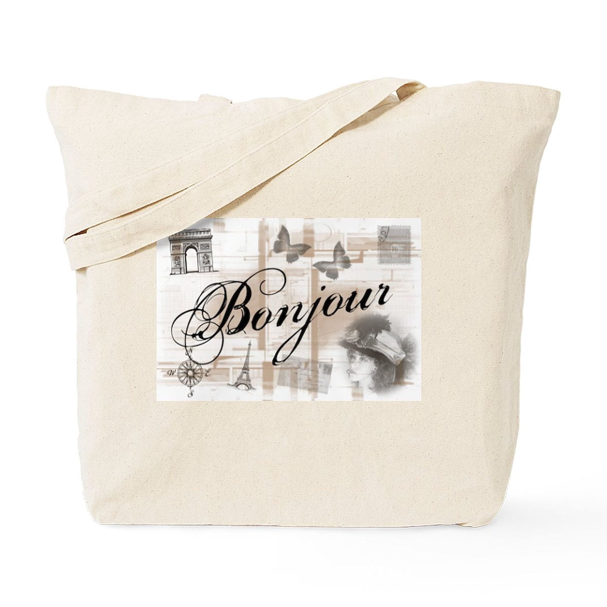CafePress - Bonjour Tote Bag - Unisex Canvas Tote Bag, Beige, 1-Piece ...