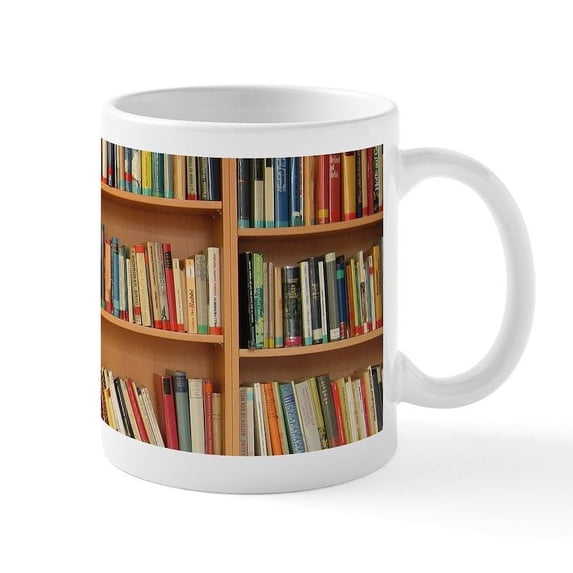 CafePress - Bookshelf Books Library Bookworm Reading Mugs - 11 oz ...