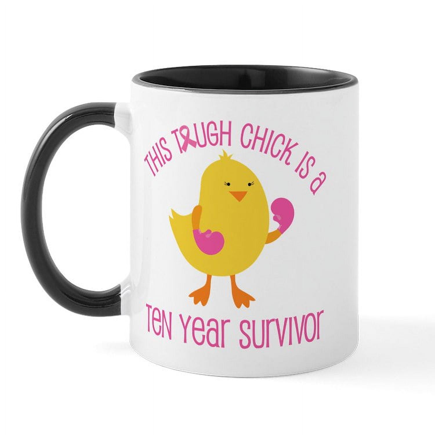 CafePress - Breast Cancer 10 Year Survivor Chick Mug - 11 oz Ceramic ...