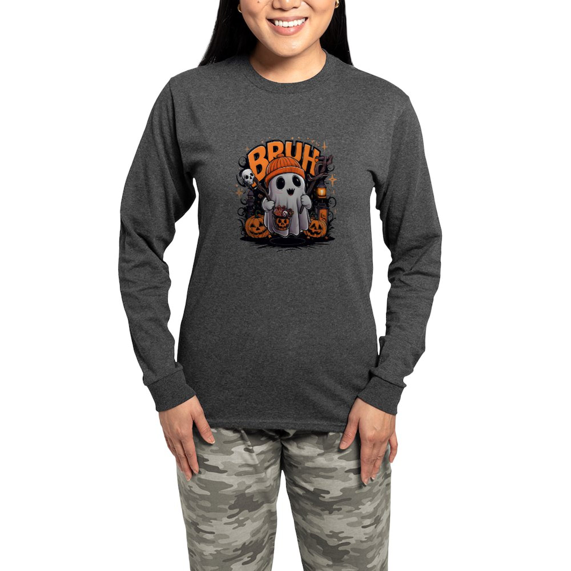 CafePress - Bruh Boo - Women's Long Sleeve Charcoal Gray Pajamas ...