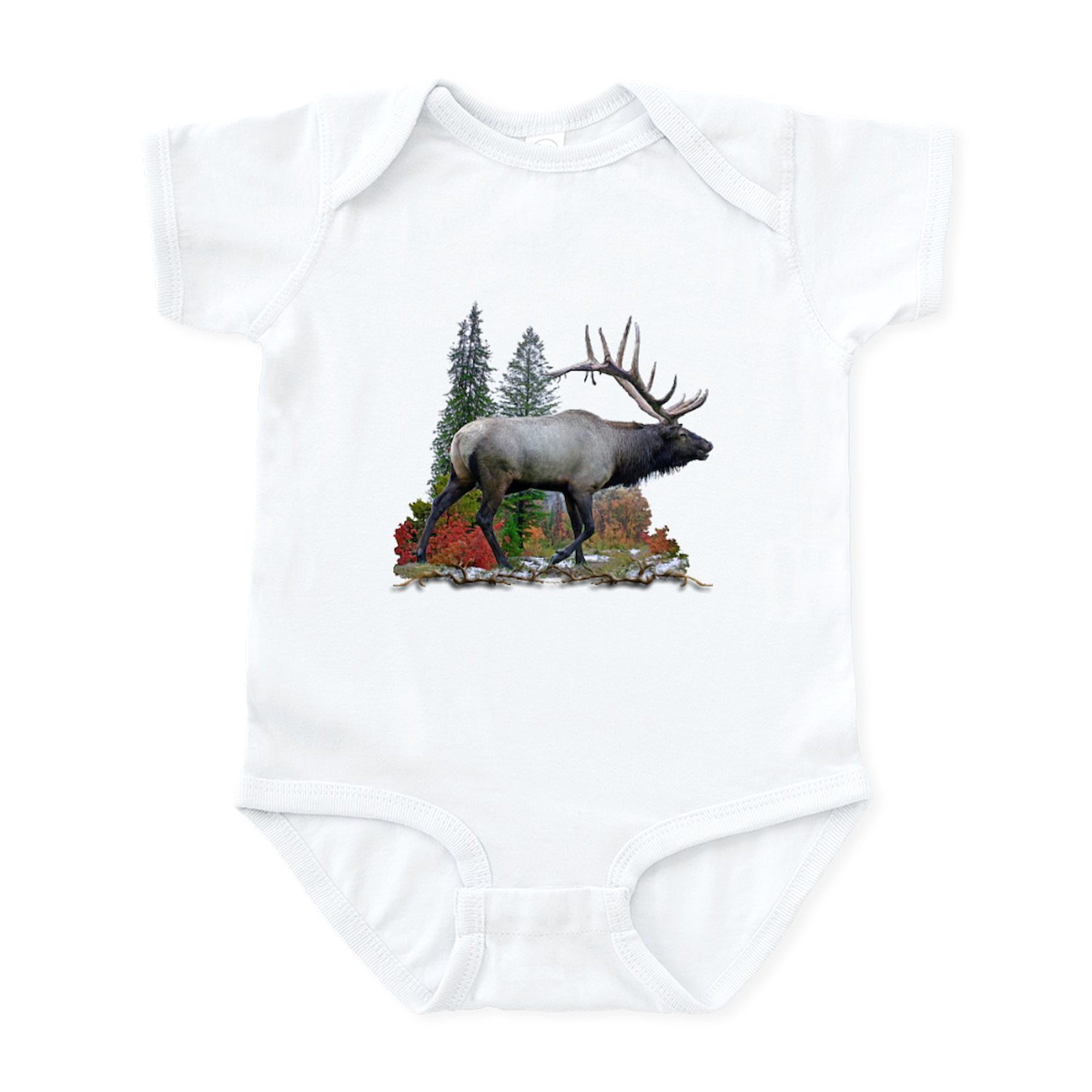 CafePress - Bull Elk R Body Suit - Baby Light Bodysuit, Size Newborn ...