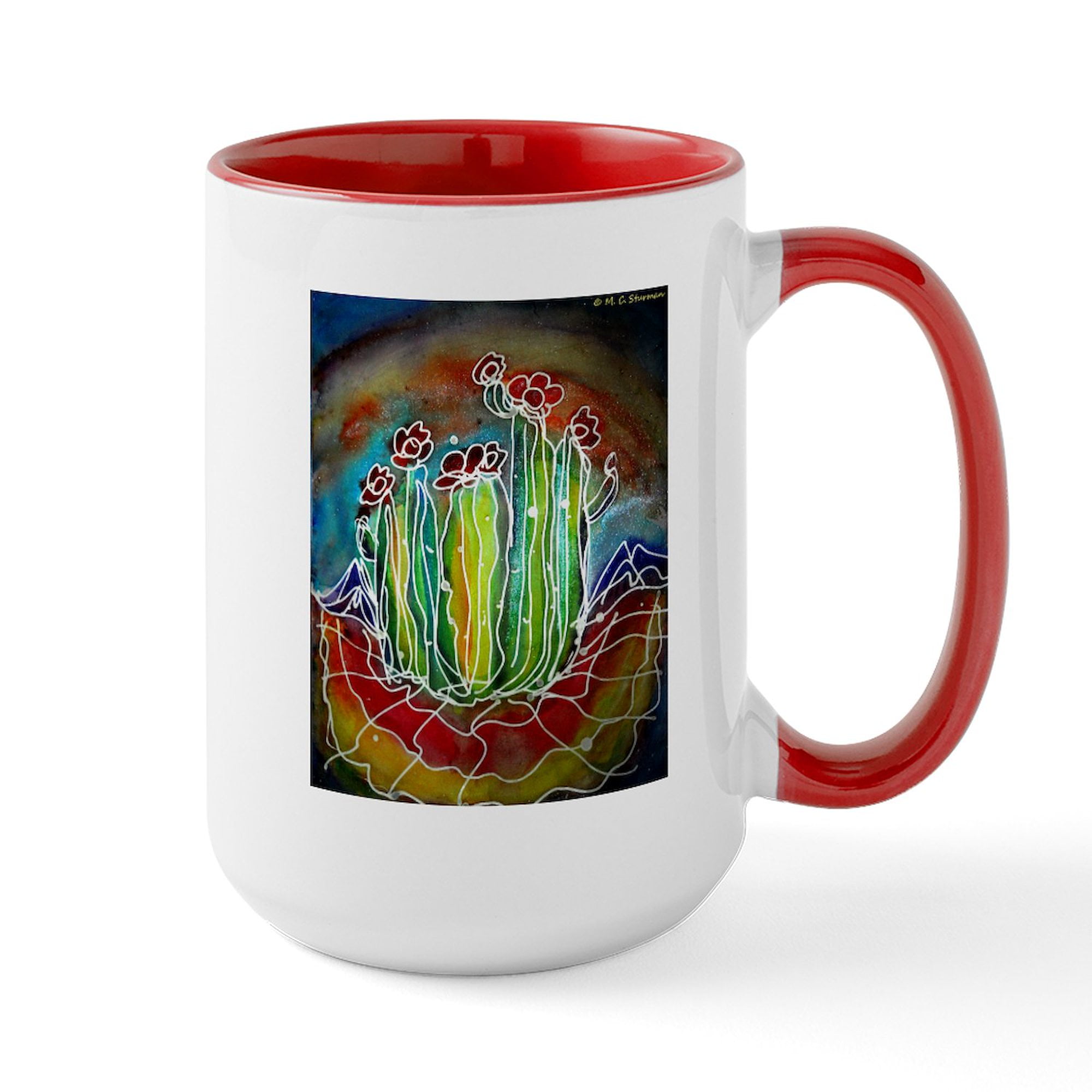 CafePress - Cactus, Southwest Desert Art Large Mug - 15 oz Ceramic ...