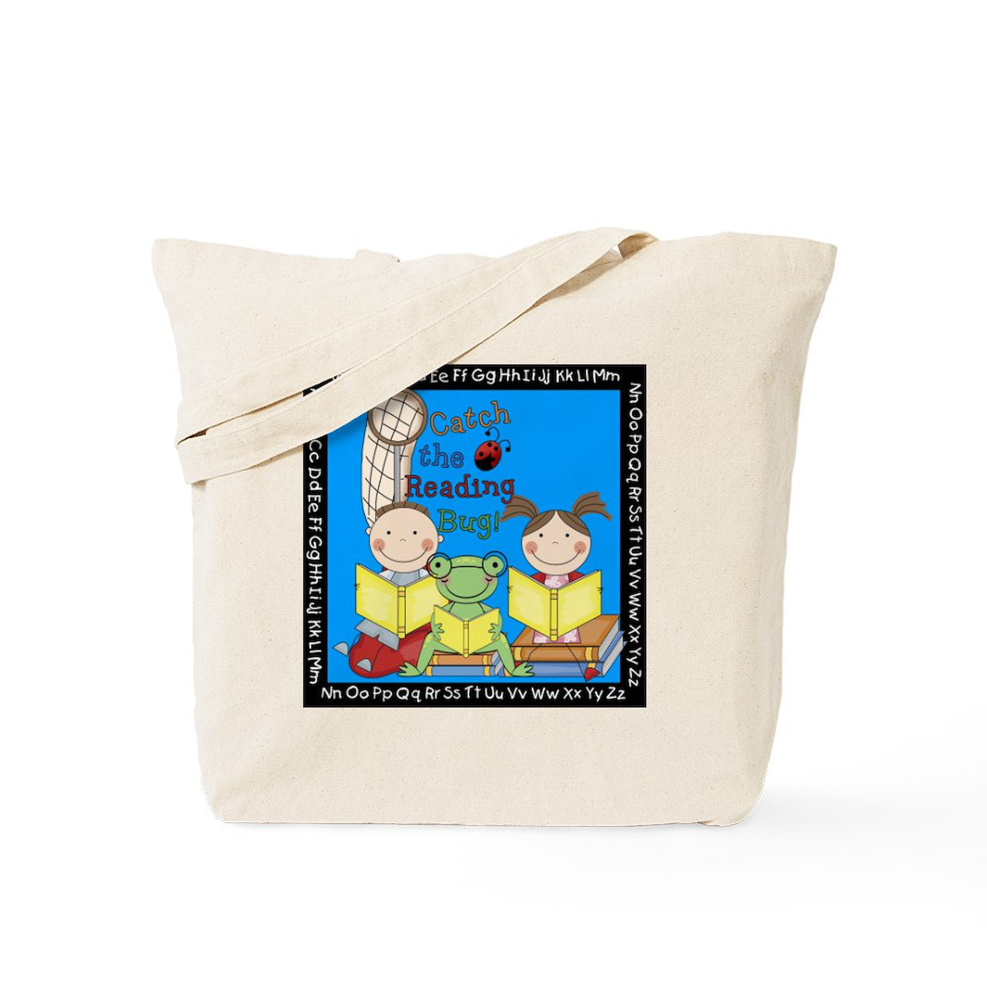 CafePress - Catch The Reading Bug Tote Bag - Unisex Canvas Tote Bag ...