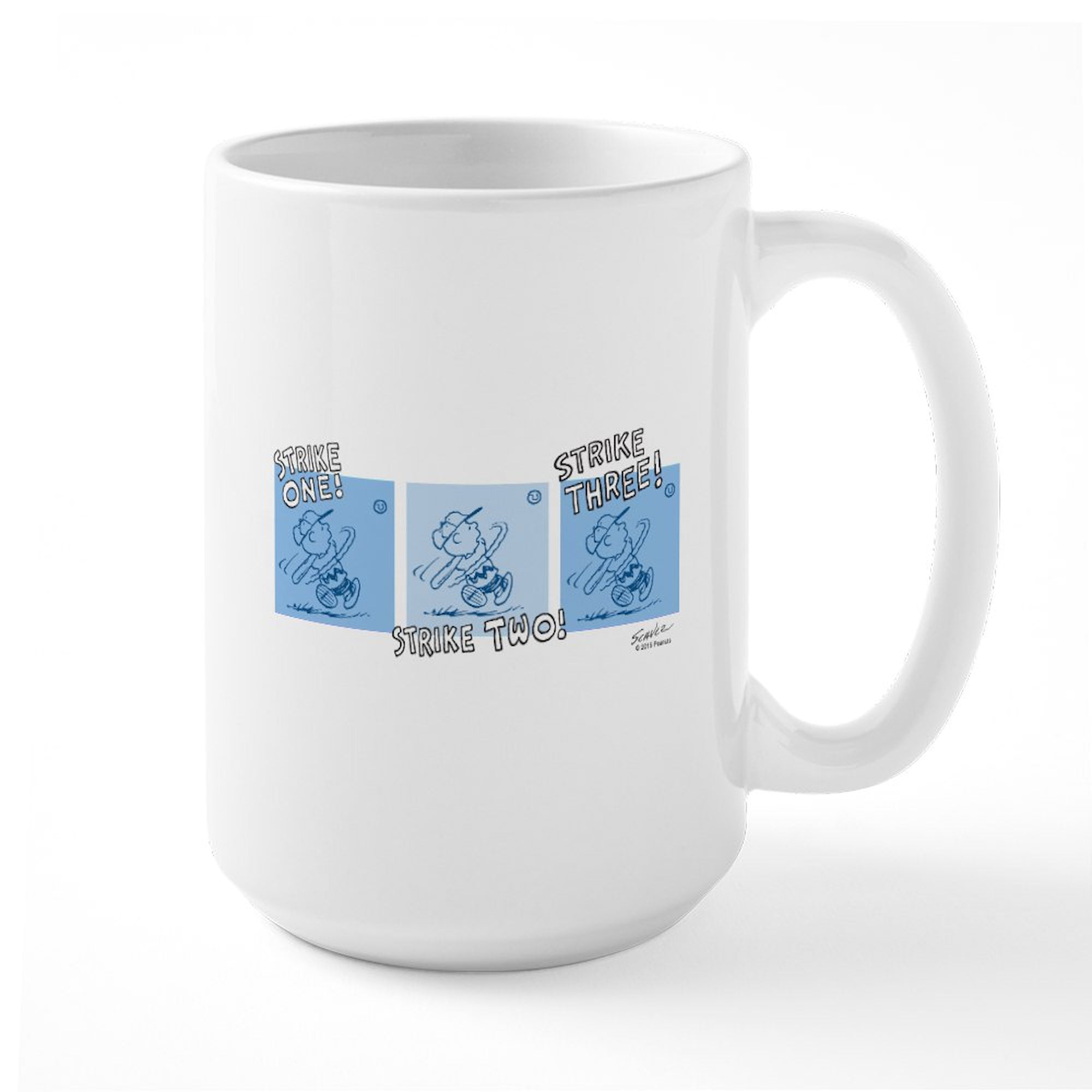 CafePress - Charlie Brown Baseball Large Mug - 15 oz Ceramic Large ...