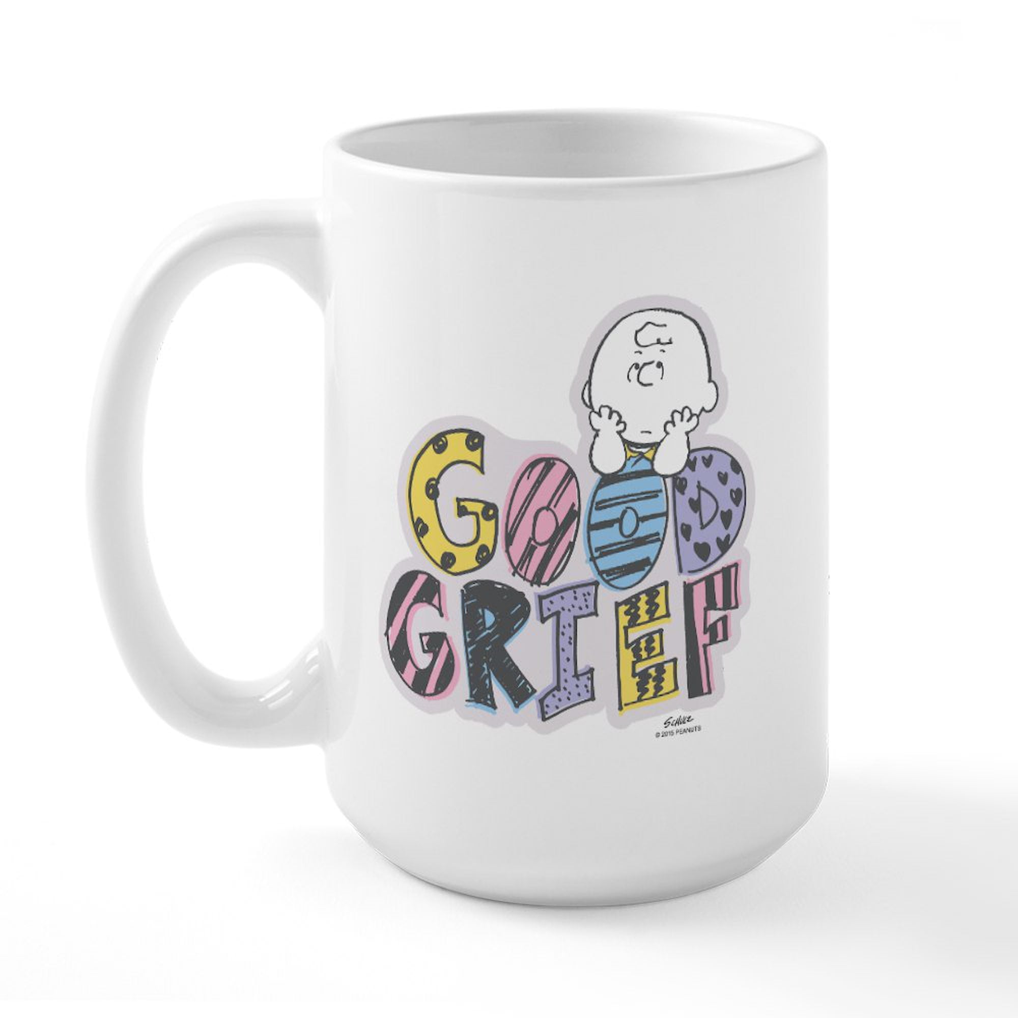 CafePress - Charlie Brown Good Grief Mugs - 15 oz Ceramic Large White ...