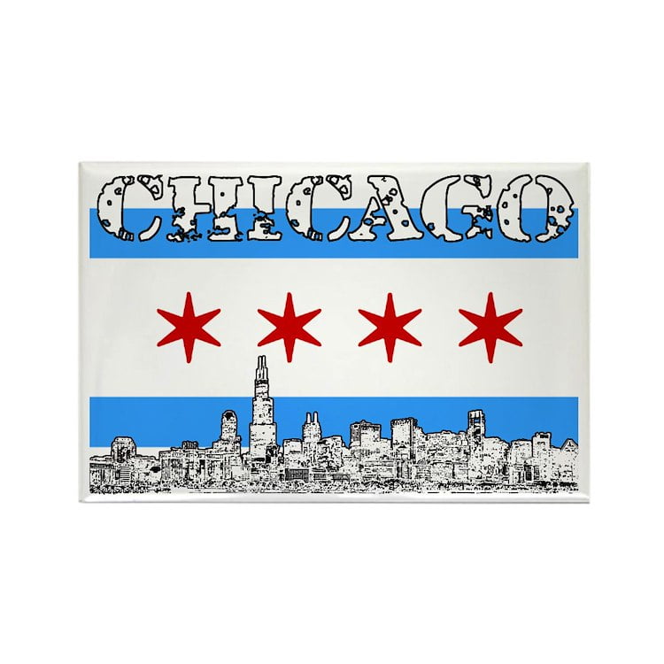 CafePress - Chicago Outline 5 FLAG Magnets - Rectangle Magnet, 2"x3 ...