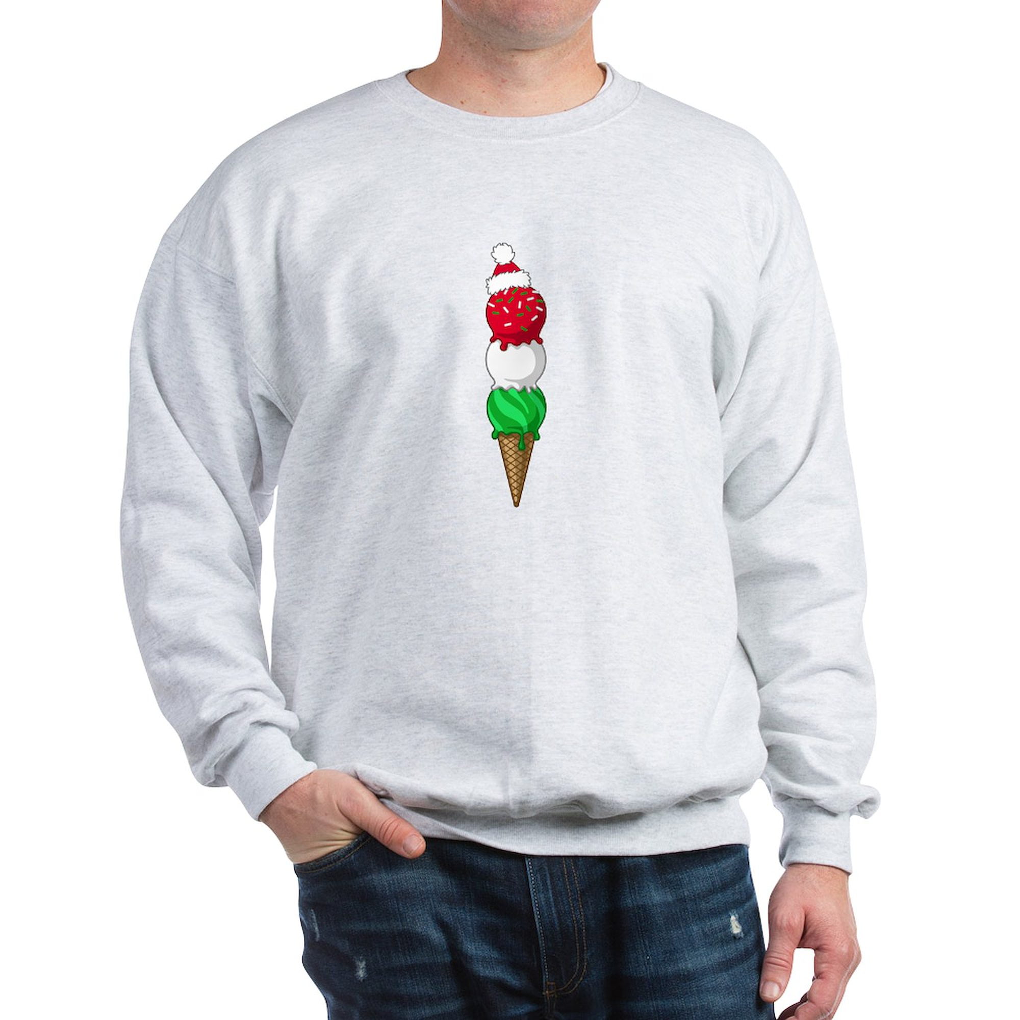 CafePress - Christmas Ice Cream Sweatshirt - Crew Neck Sweatshirt ...