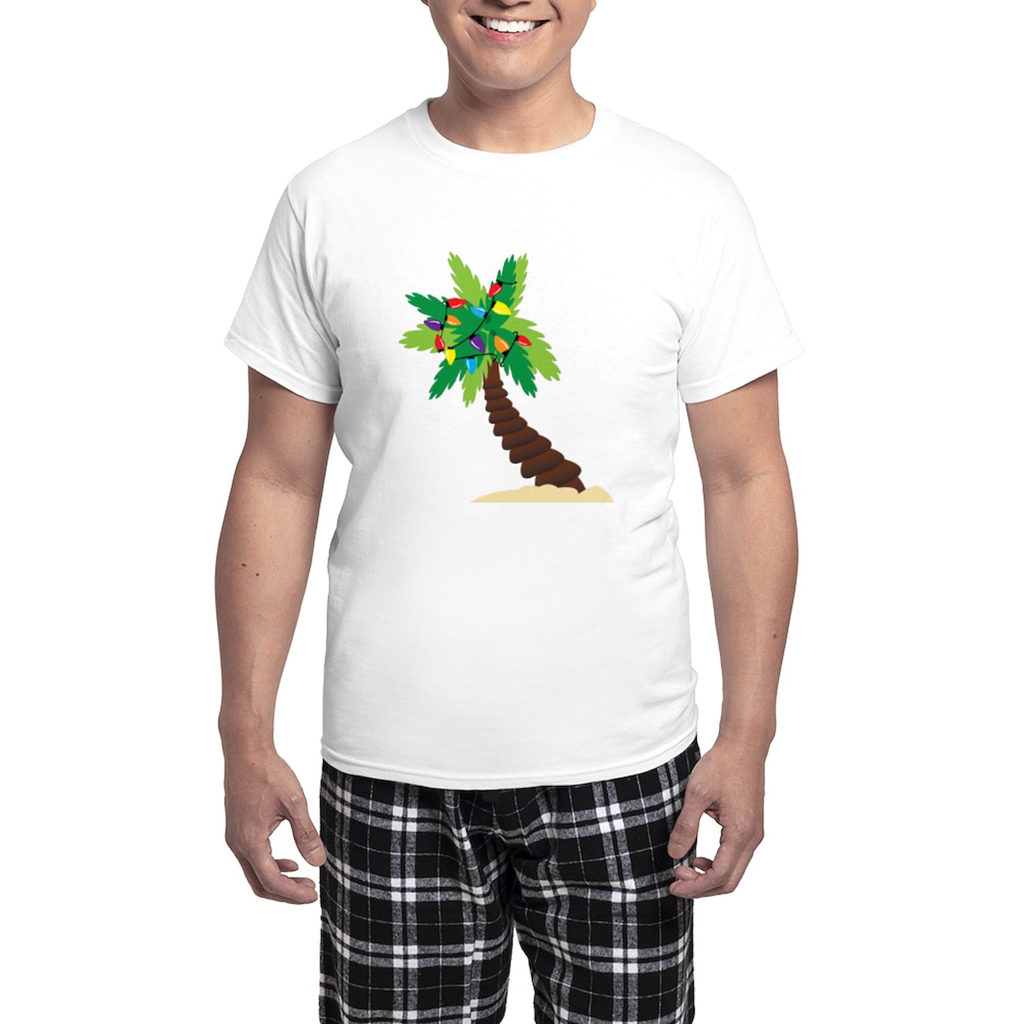 CafePress - Christmas Palm Tree Men's Light Pajamas - Men's Light Loose ...