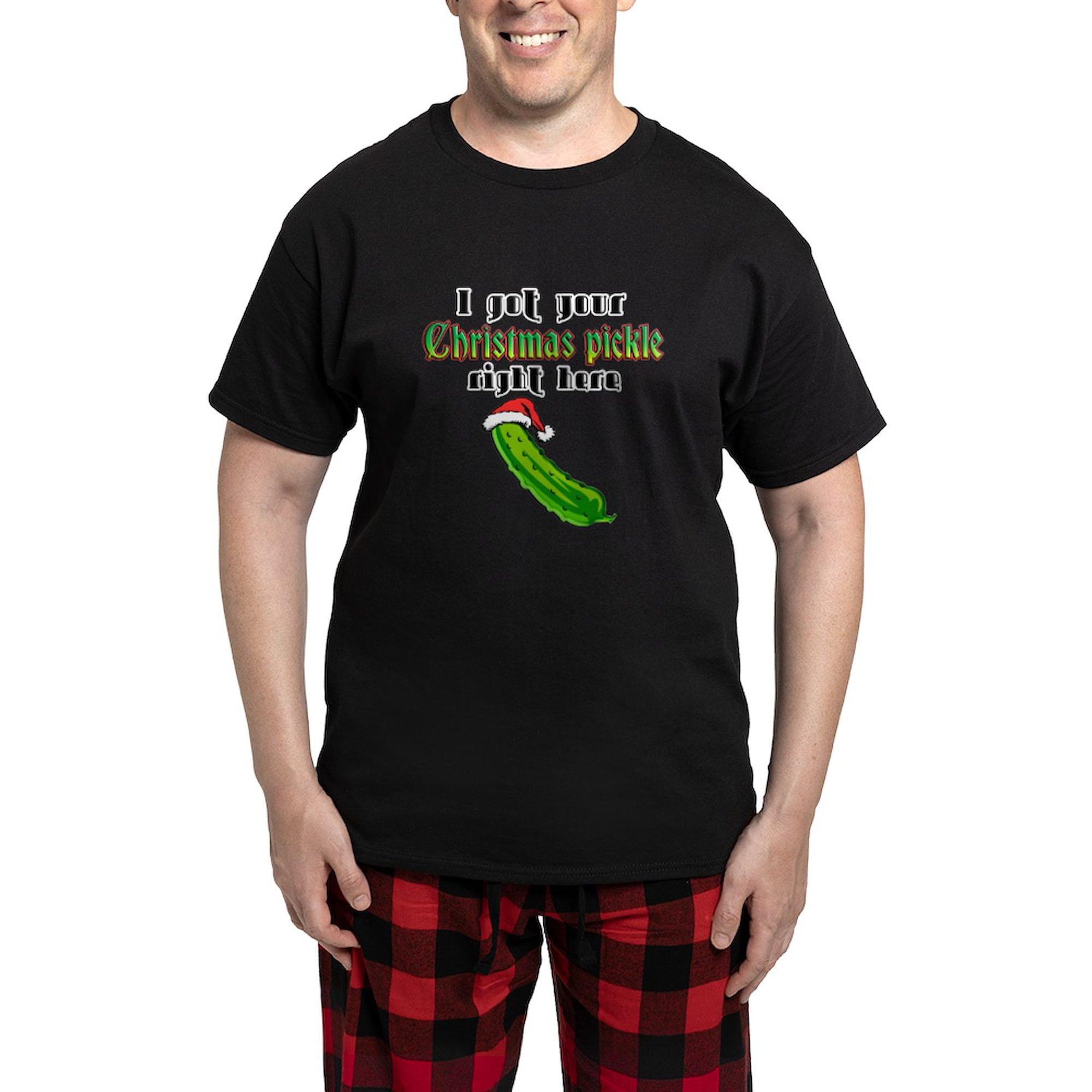 CafePress - Christmas Pickle Men's Dark Pajamas - Men's Dark Loose Fit ...