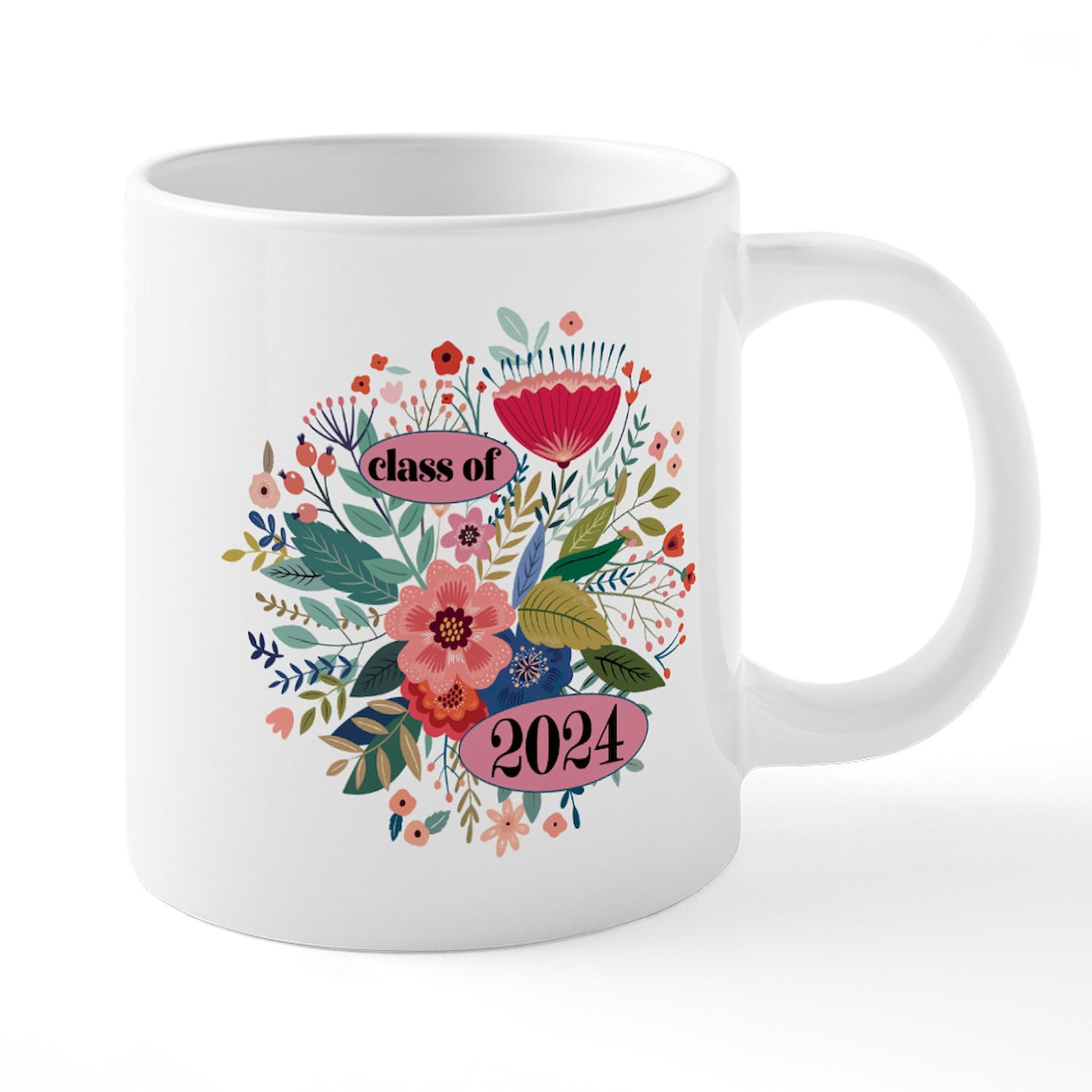 Cafepress Class Of 2024 Flowered Mugs 20 Oz White Ceramic Mega Mug