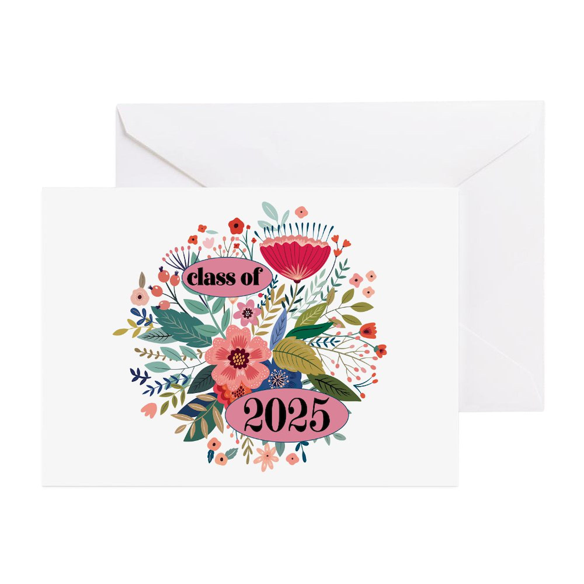 CafePress - Class Of 2025 Flowers - Greeting Card (20-pack), Note Card ...