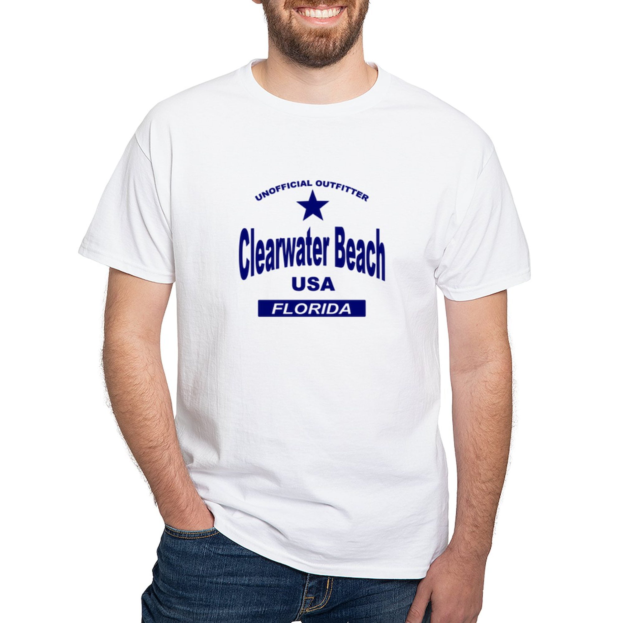 CafePress - Clearwater Beach White T Shirt - Men's White Classic Cotton ...