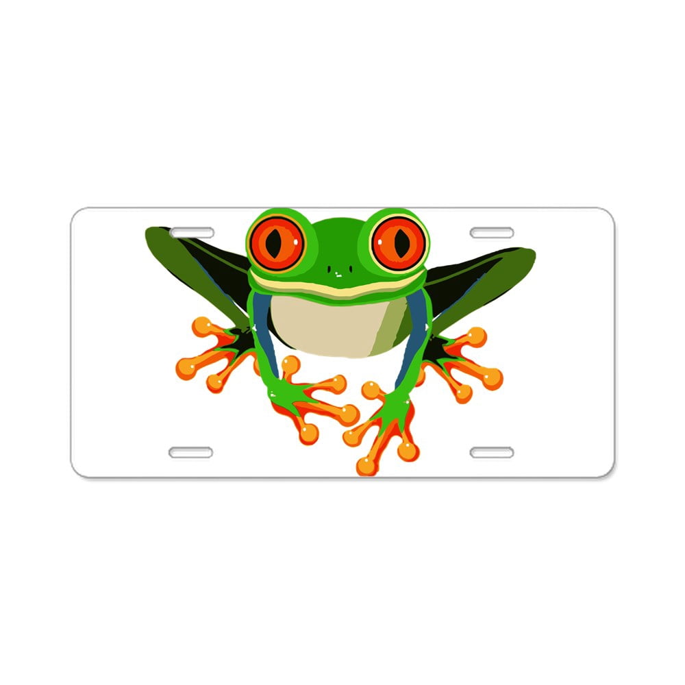 CafePress - Colorful Tree Frog - Aluminum License Plate, Front License ...