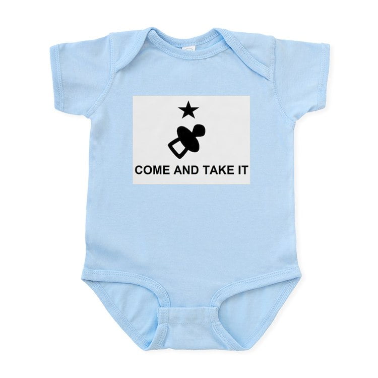 CafePress - Come And Take It Large_Pacifier Body Suit - Baby Light ...