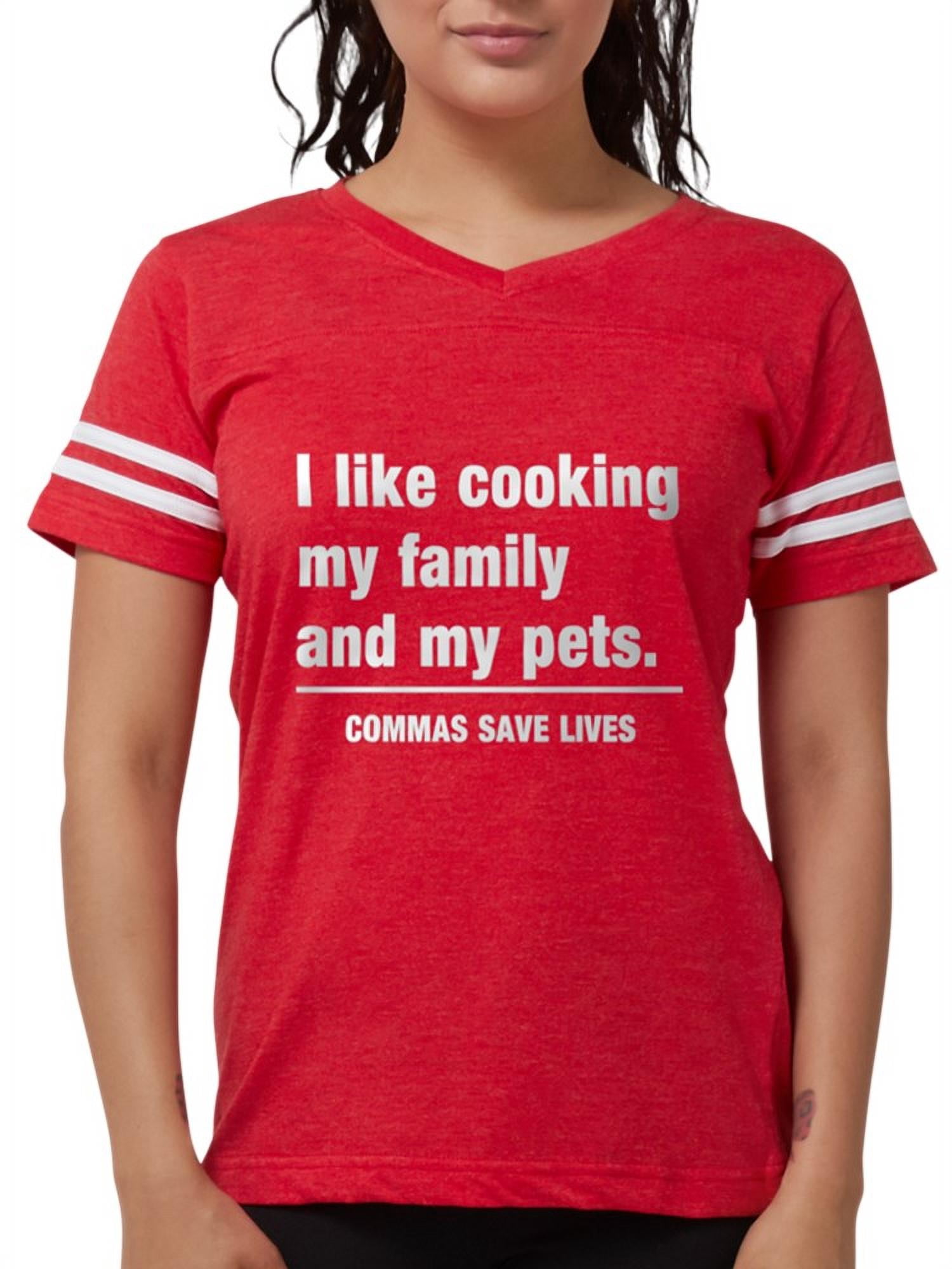 CafePress - Commas Save Lives T Shirt - Womens Football Shirt - Walmart.com