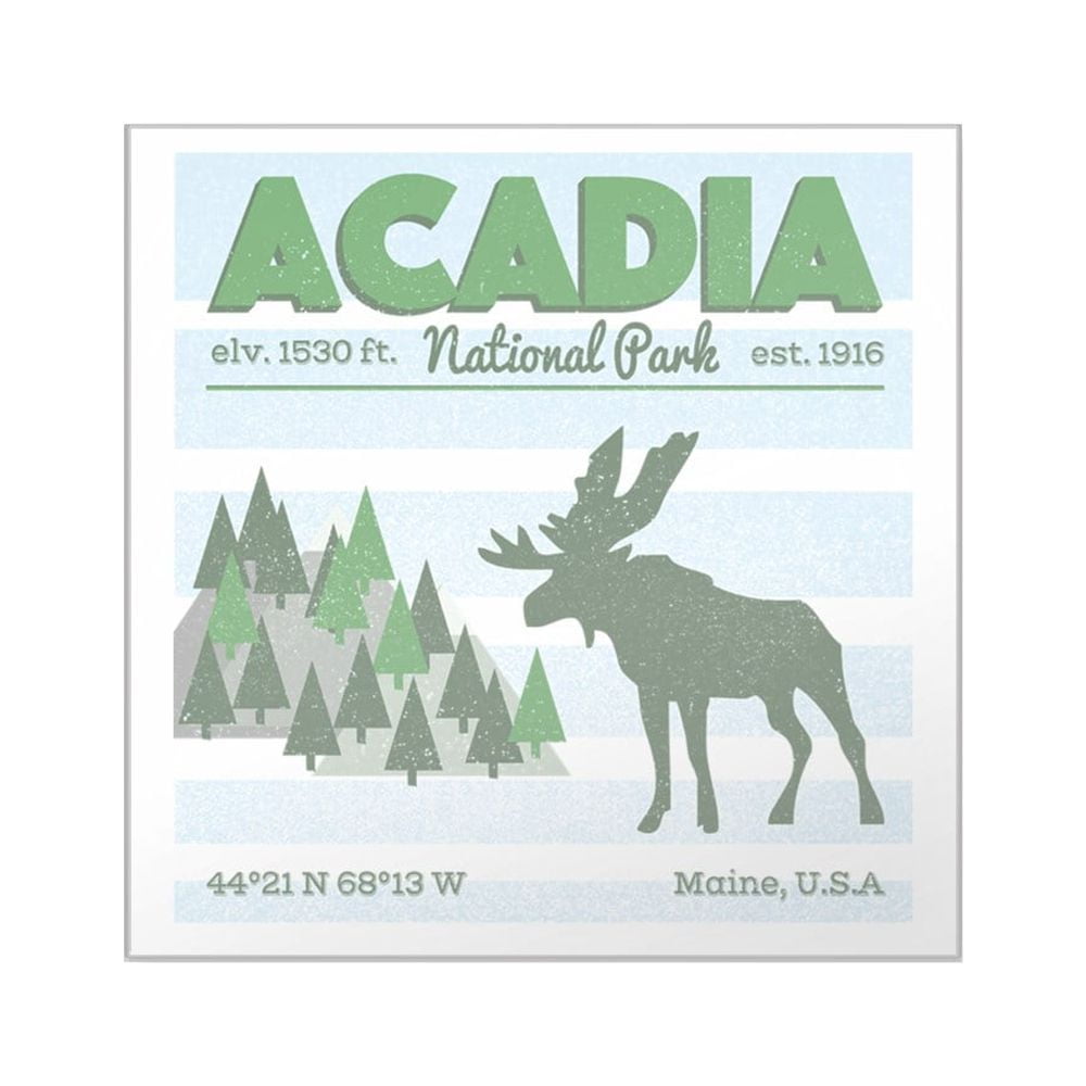 CafePress - Cool Maine Acadia National Park Vintage Moose Prin - Square ...