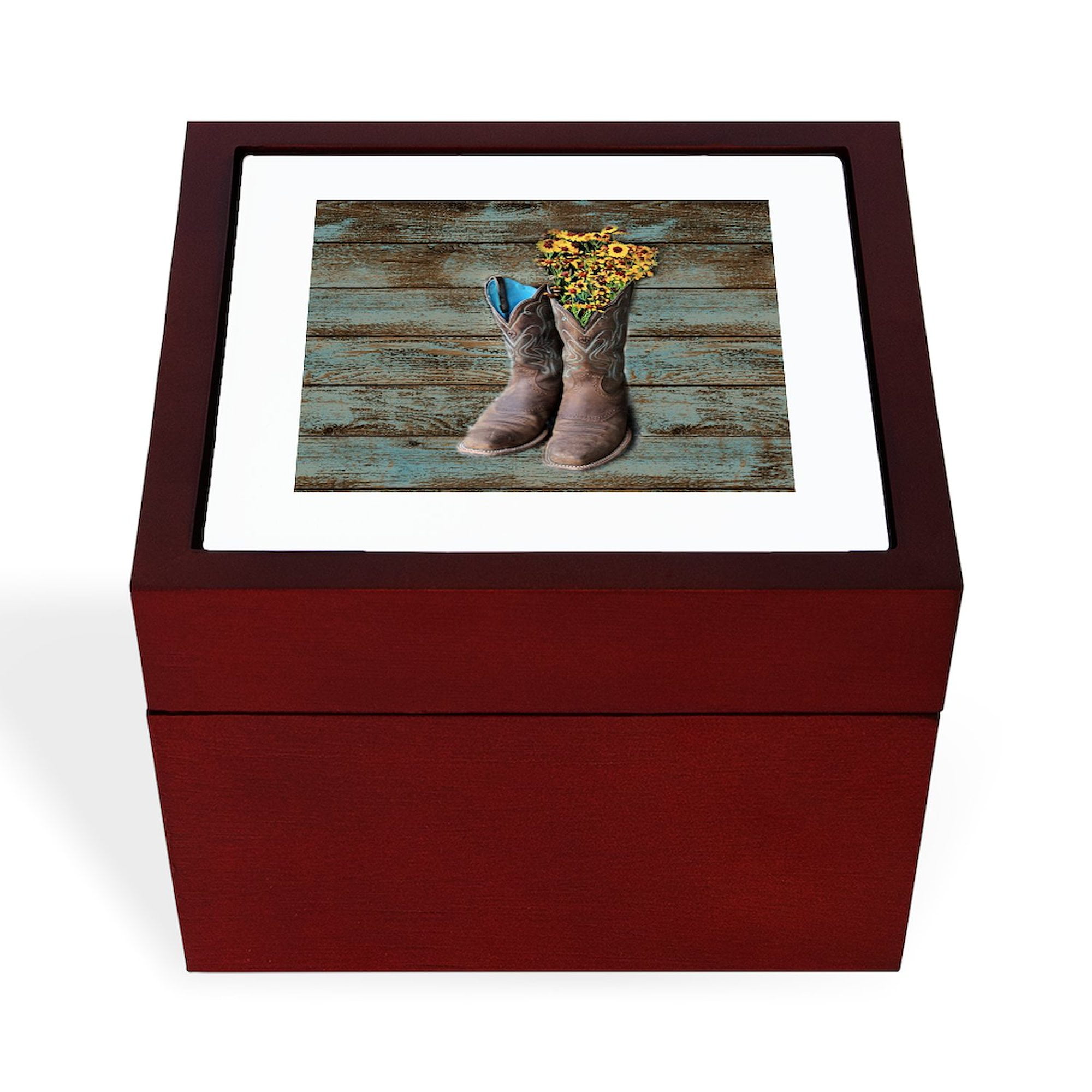 CafePress - Cowboy Boots - Keepsake Box, Finished Hardwood Jewelry Box ...