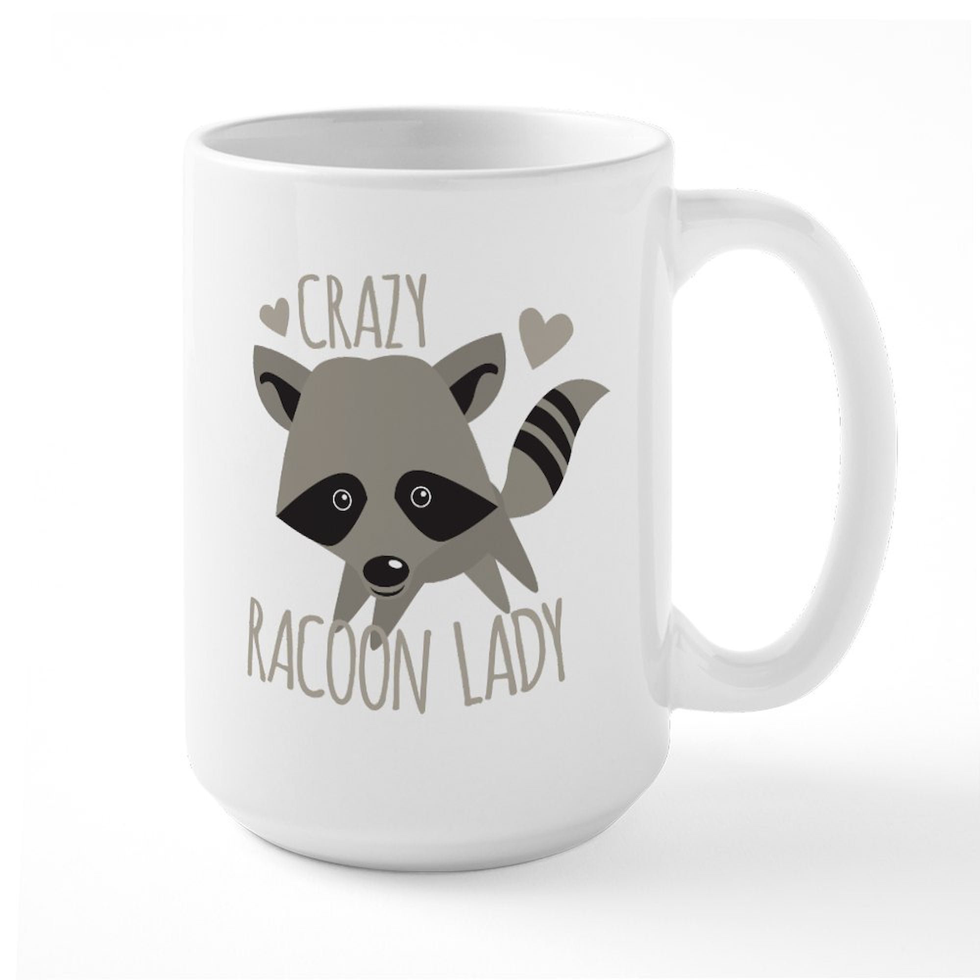 CafePress - Crazy Racoon Lady Mugs - 15 oz Ceramic Large White Novelty ...